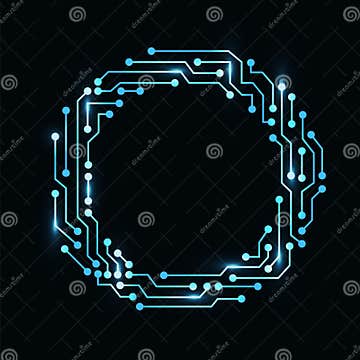 Circuit Board Circle Frame. Abstract Digital Round Frame, Hardware ...
