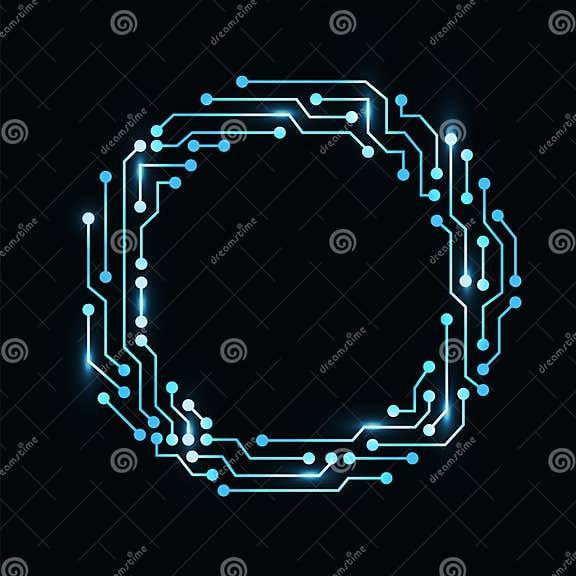 Circuit Board Circle Frame. Abstract Digital Round Frame, Hardware ...