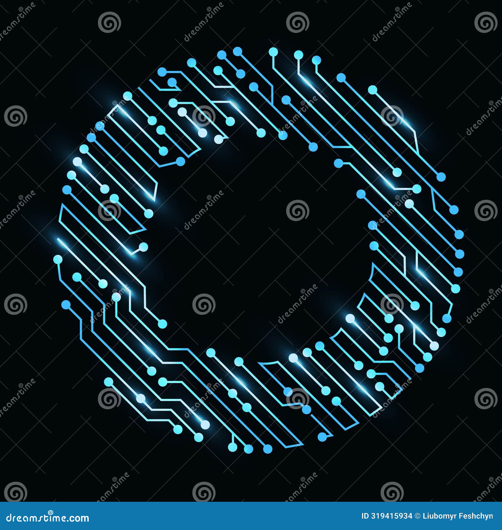 Circuit Board Circle Frame. Abstract Digital Round Frame, Hardware ...