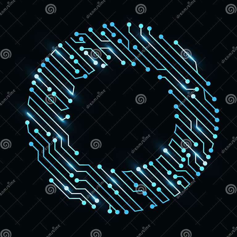 Circuit Board Circle Frame. Abstract Digital Round Frame, Hardware ...
