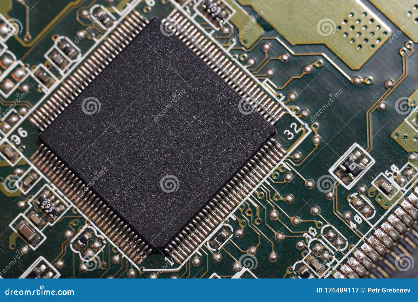 Circuit Board Close Up Square Chips Stock Image - Image of color ...