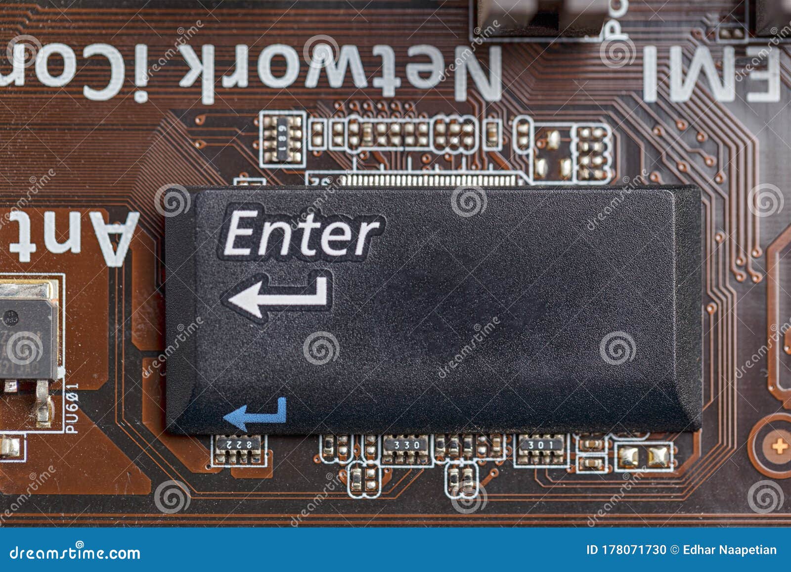 Circuit Board Close-up on Top of the Chip on the Motherboard Enter ...