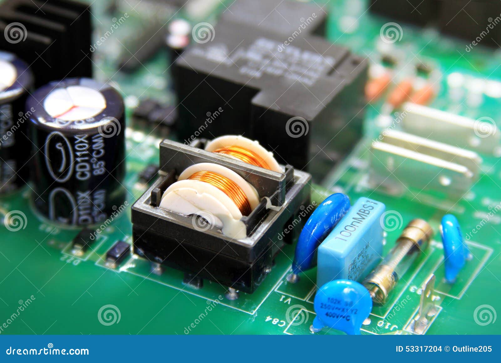 Circuit Board with Components Stock Photo - Image of eclectromagnetic ...