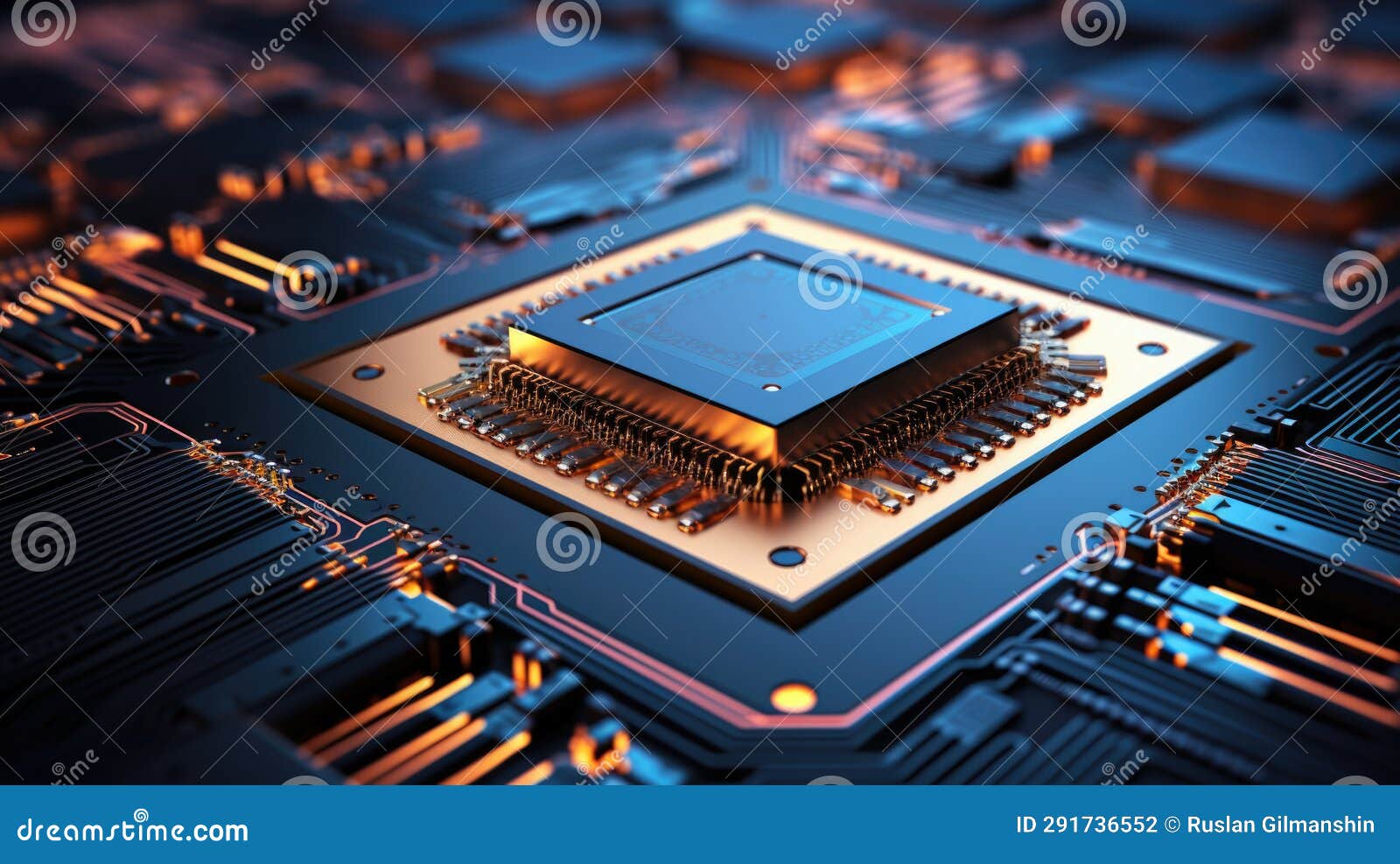 Circuit Board Cpu Processor Microchip Starting Artificial Intelligence Digitalization Of Neural