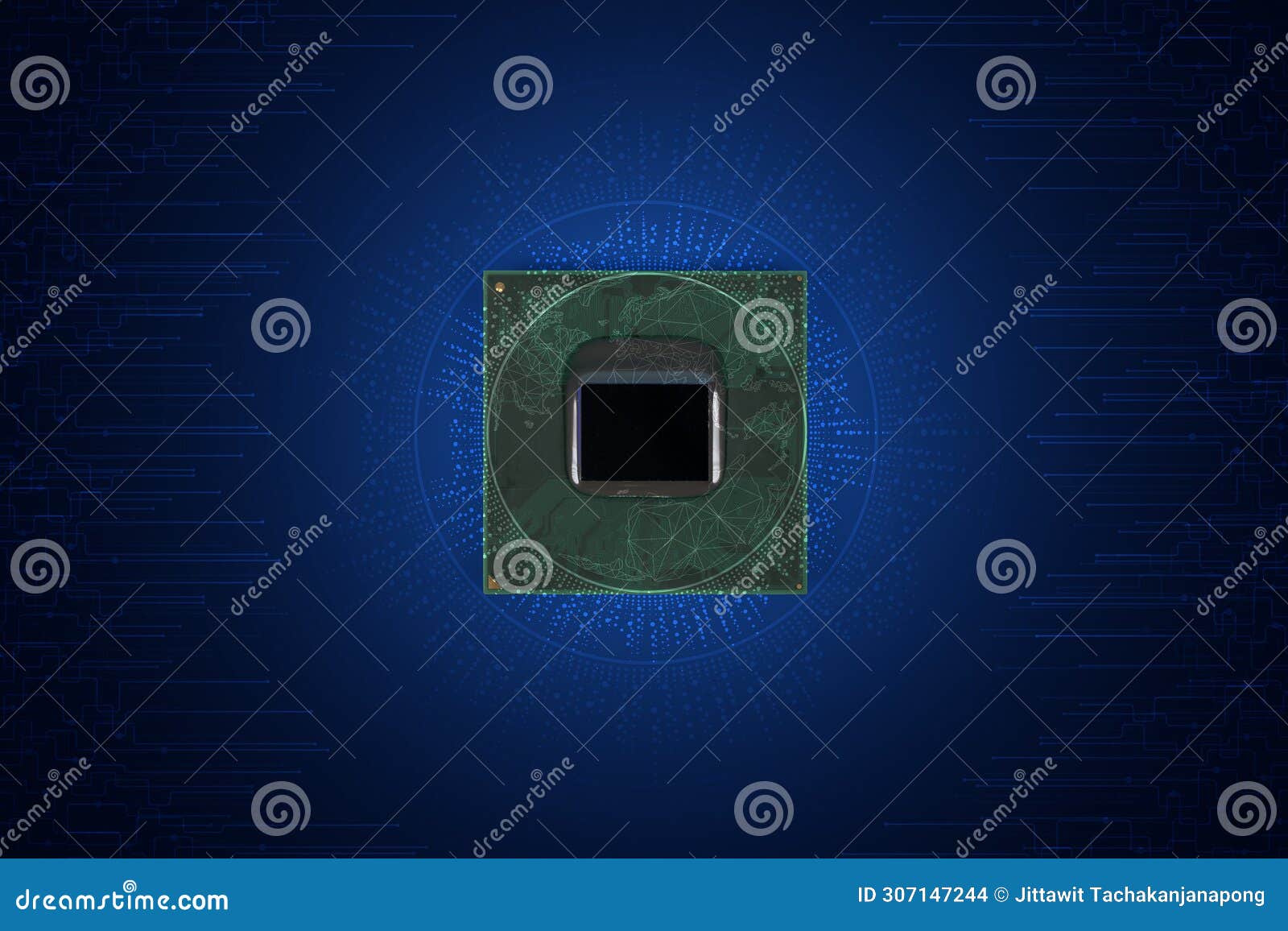 Circuit Board CPU Processor Microchip Starting Artificial Intelligence Digitalization of Neural ...