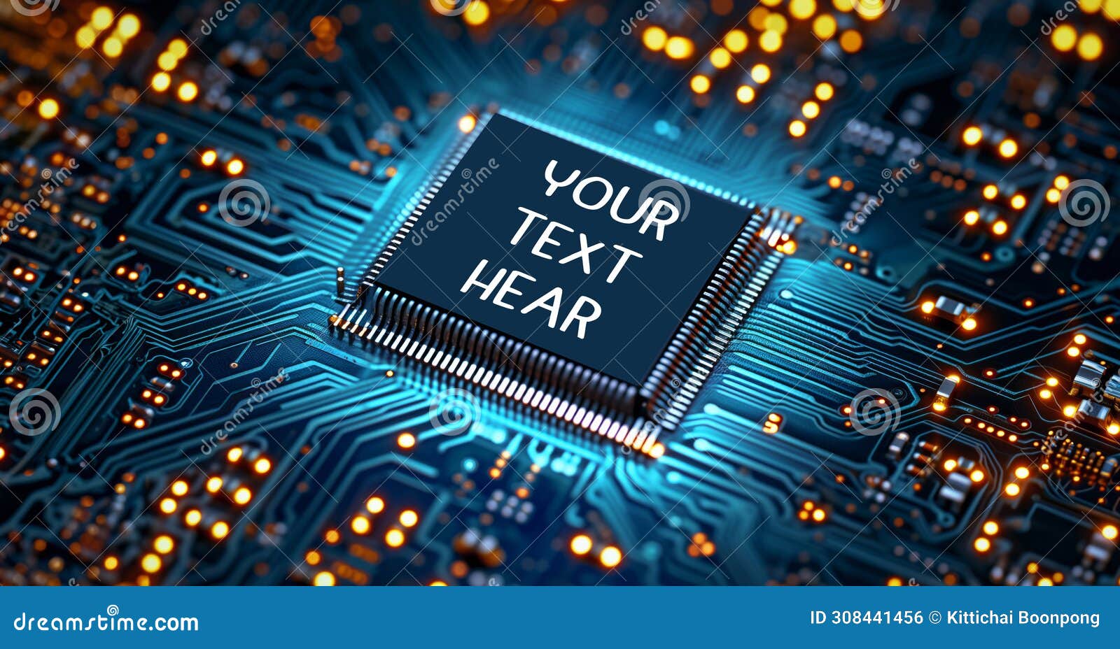 Circuit Board CPU Processor Microchip Starting Artificial Intelligence Digitalization of Neural ...