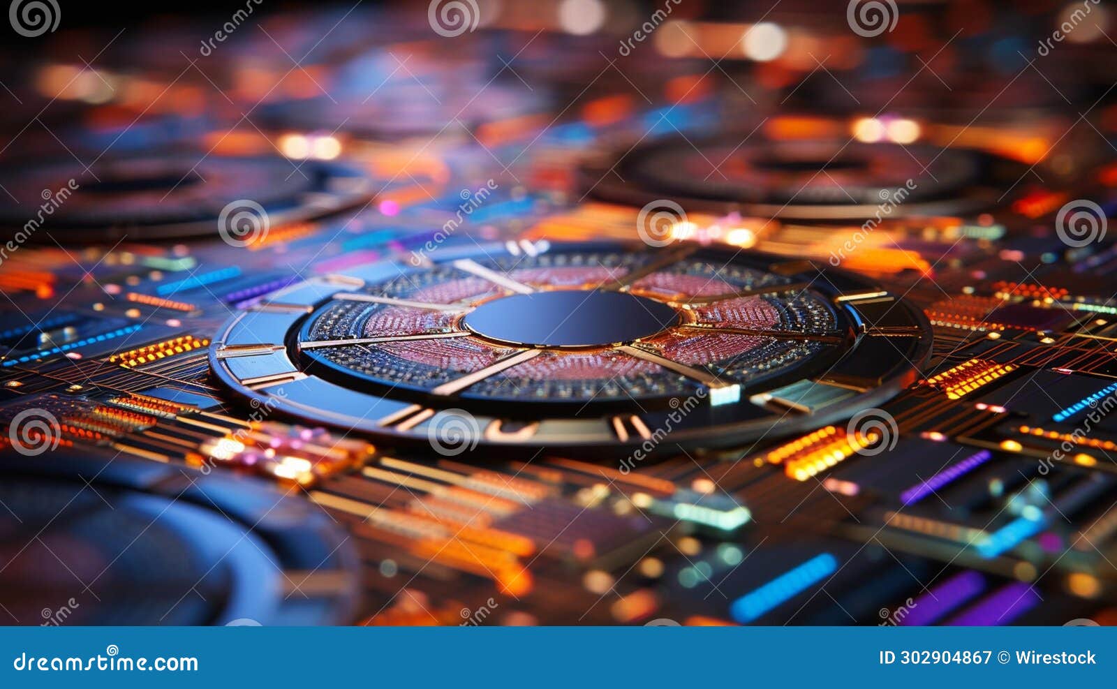 Circuit Board with a Digital Clock Display and an Array of Electronic ...