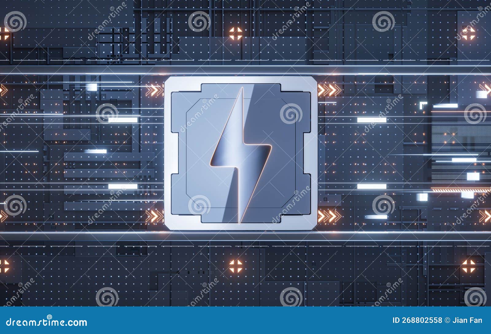 Circuit Board and Electrical Chip Core, 3d Rendering Stock Illustration ...