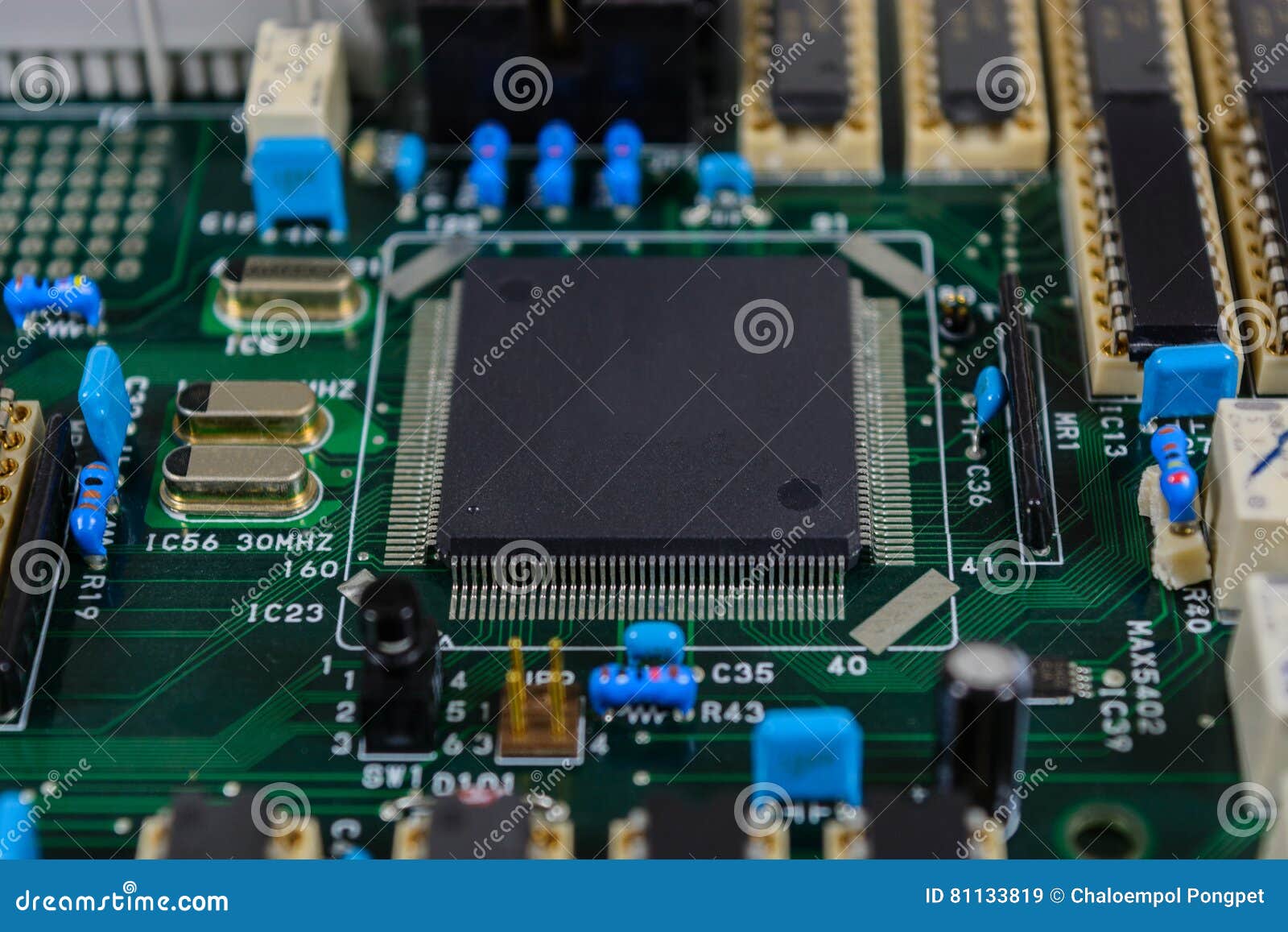 Circuit Board with Electronic Components Background Stock Image - Image ...