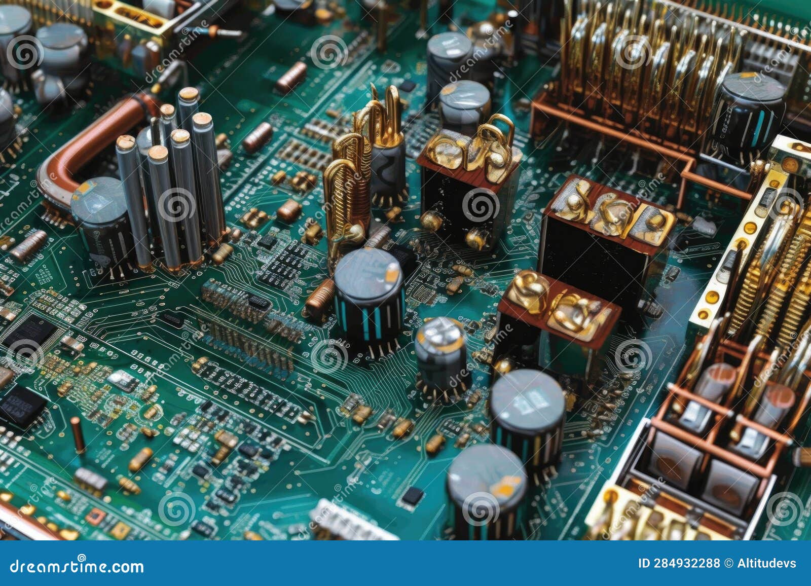 Circuit Board with Electronic Components and Capacitors Stock ...