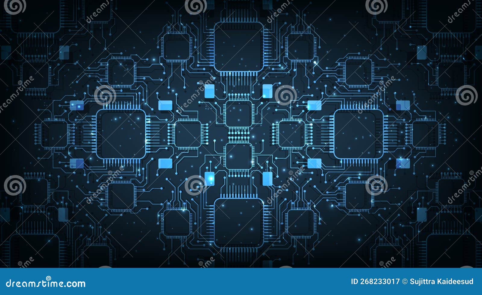 Circuit Board Electronic Design on Dark Color Background Stock Vector ...