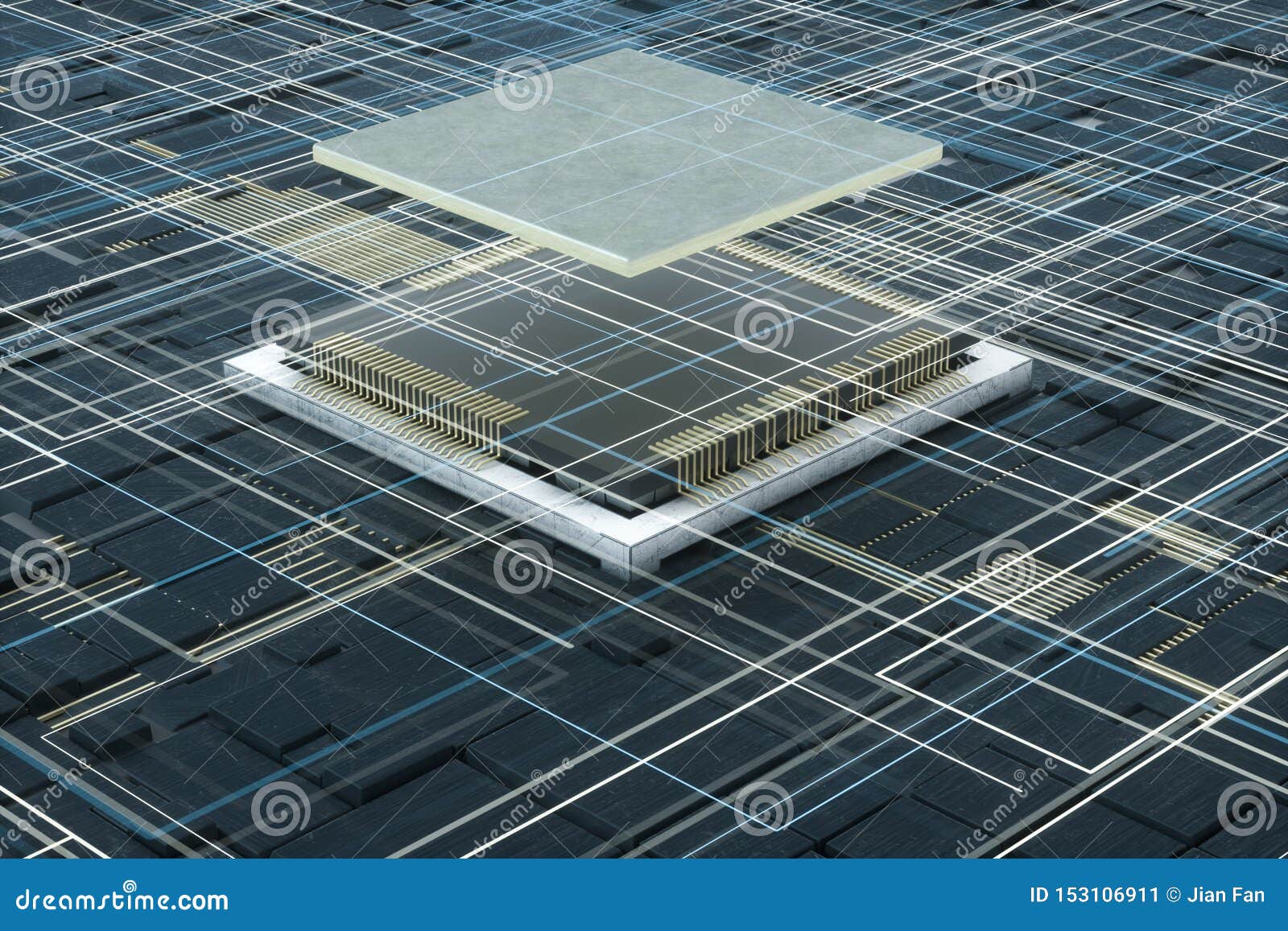 Circuit Board and Electronic Lines Background, 3d Rendering Stock ...