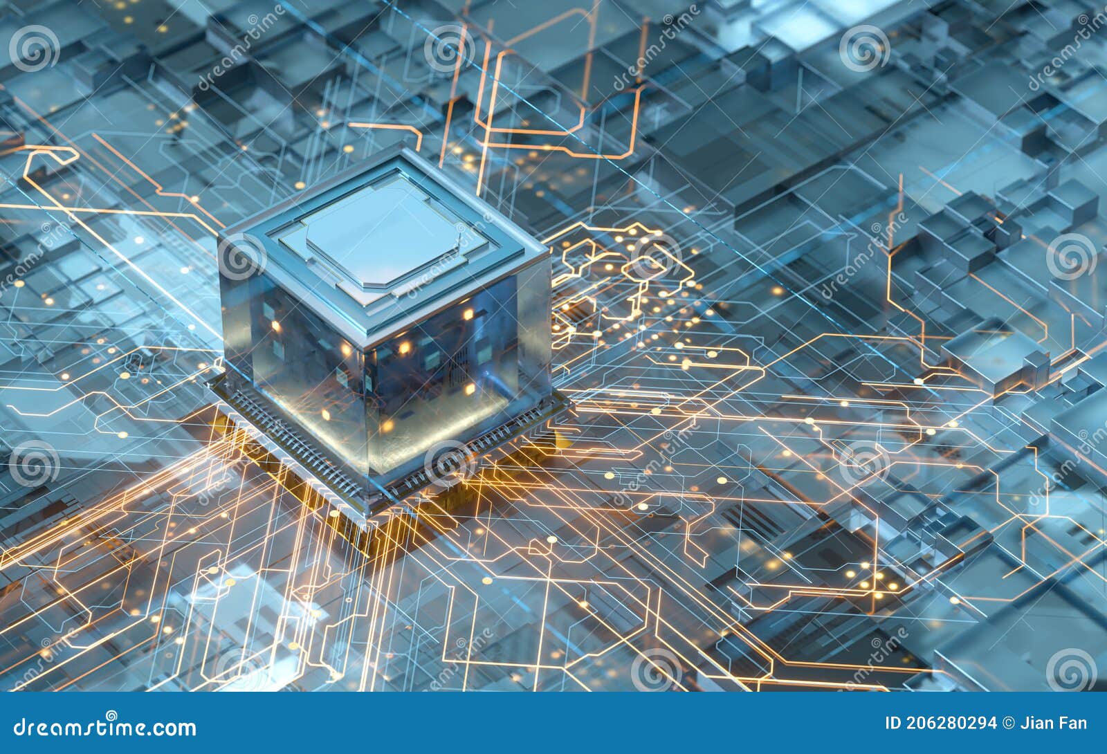 Circuit Board, Electronics Cyberspace Background, 3d Rendering Stock ...
