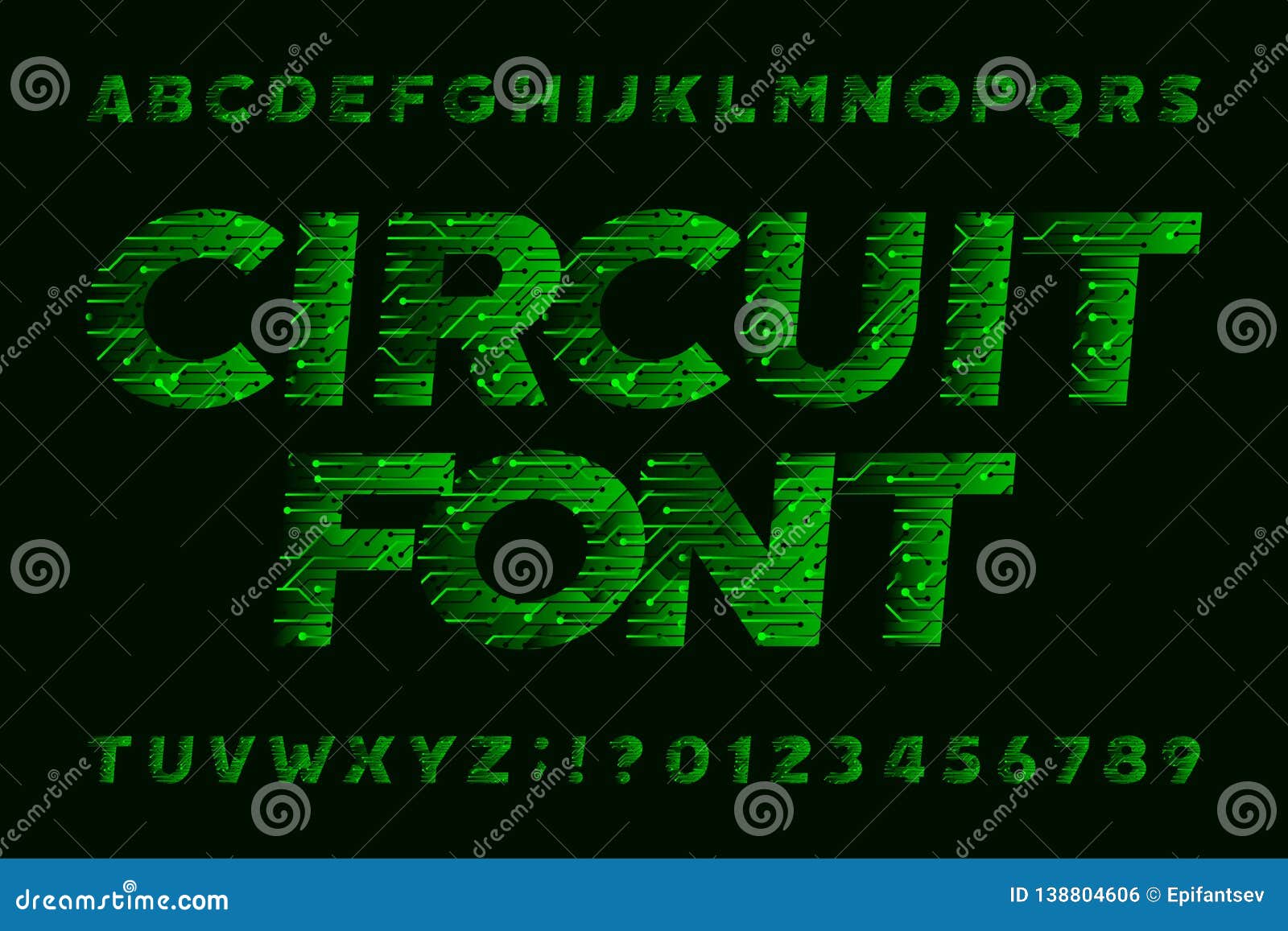 Circuit Board Font. Cyber Vector Alphabet Stock Vector - Illustration ... Circuit Board Font. Cyber Vector Alphabet Stock Vector - Illustration ...