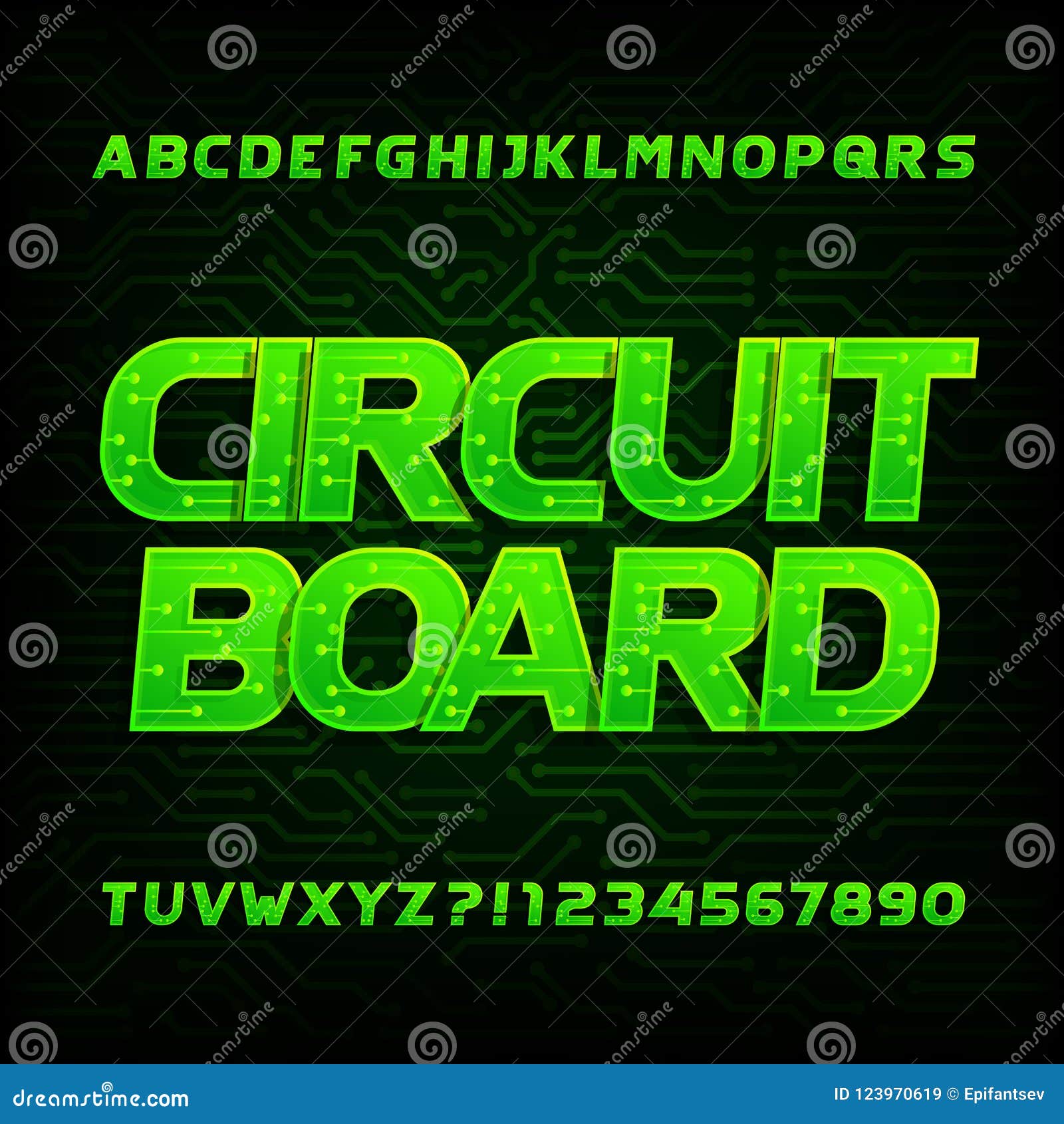 Circuit Board Font. Vector Alphabet. Digital Hi-tech Style Letters and ... Circuit Board Font. Vector Alphabet. Digital Hi-tech Style Letters and ...