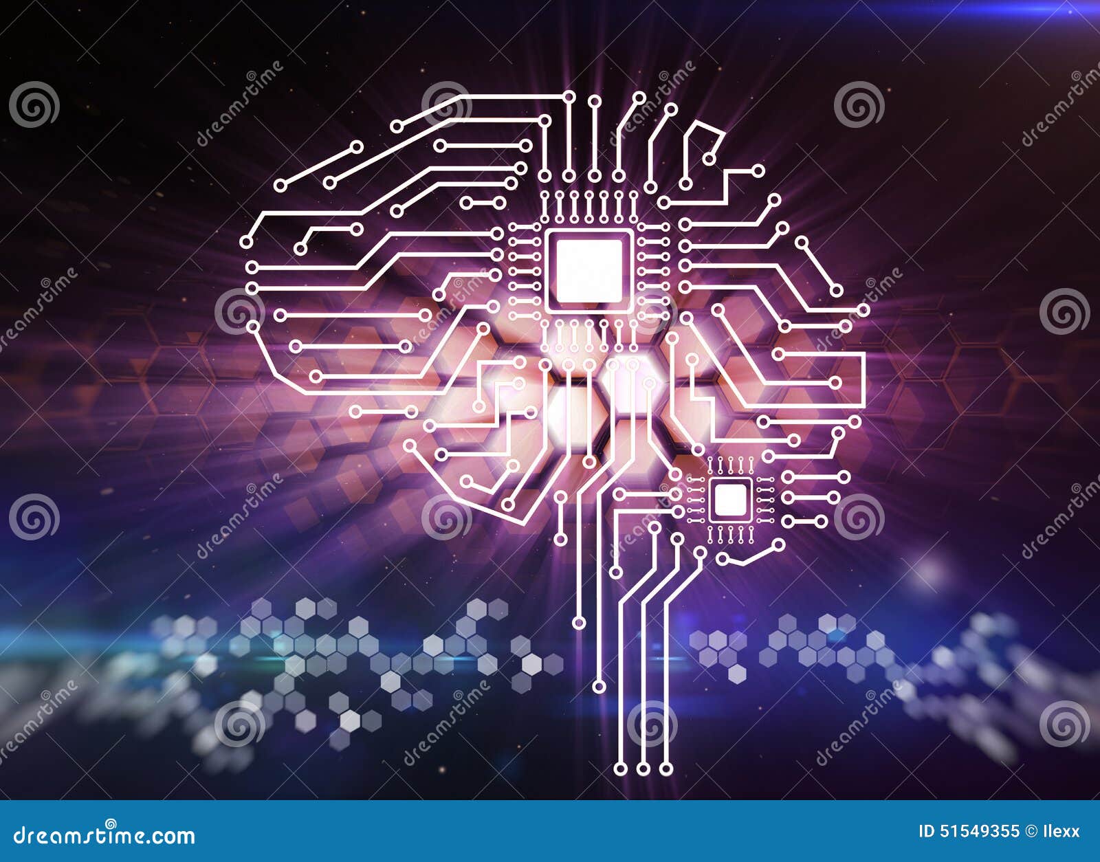 Circuit Board in the Form of the Human Brain Stock Illustration ...