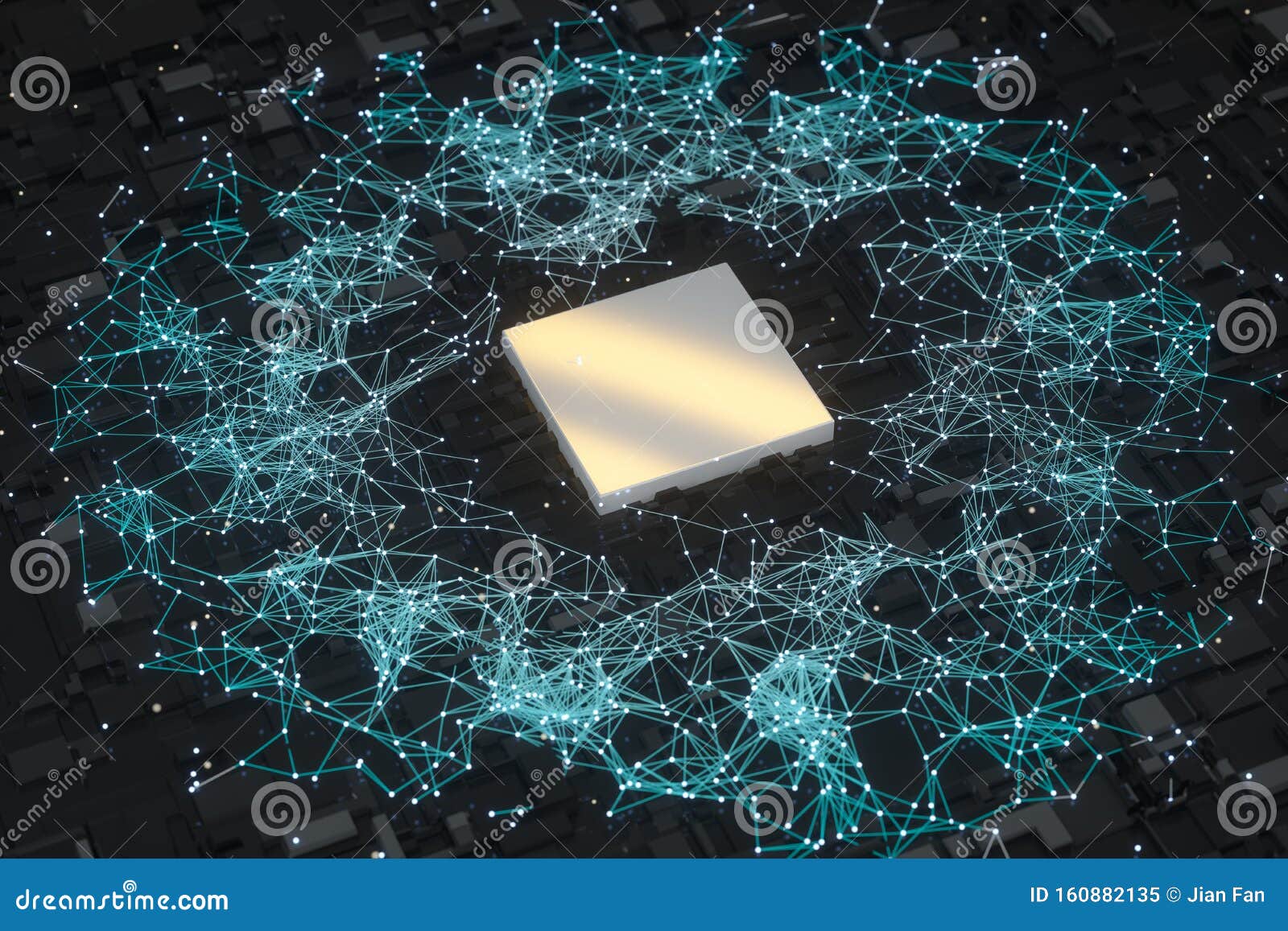 Circuit Board with Glowing Cube and Lines, 3d Rendering Stock ... Circuit Board with Glowing Cube and Lines, 3d Rendering Stock ...
