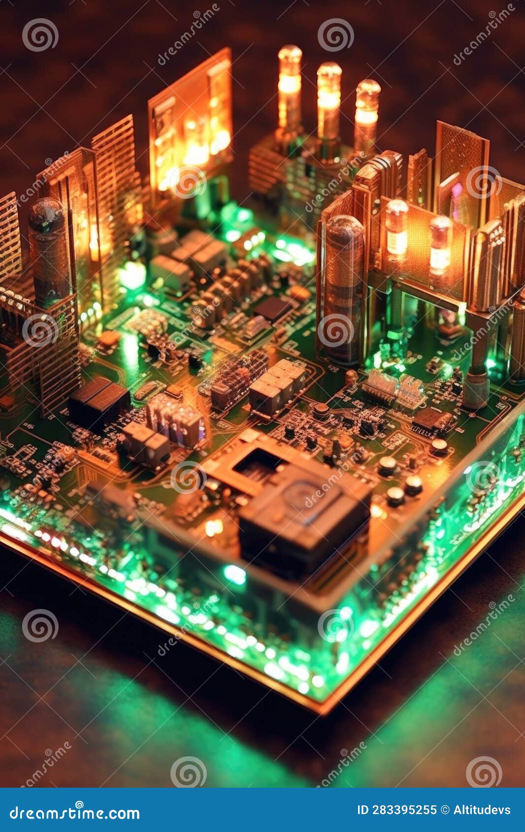 Circuit Board with Glowing Led Lights Stock Image - Image of microchip ...