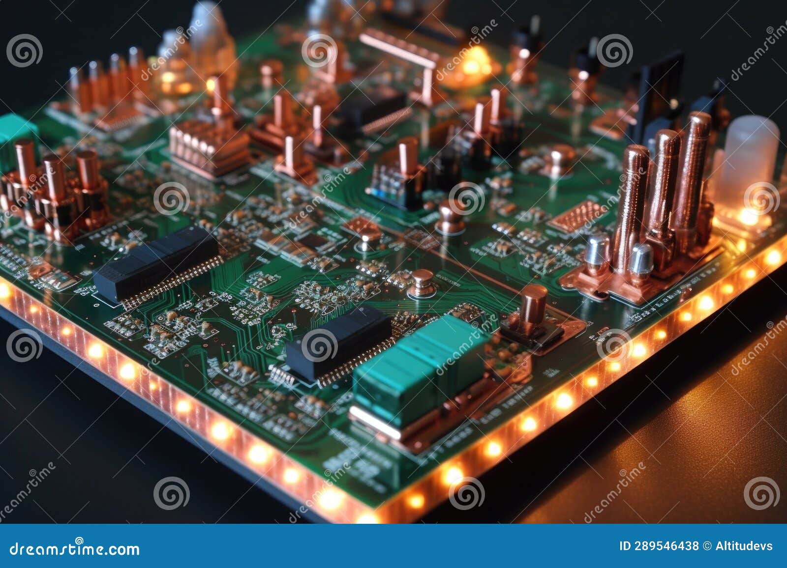 Circuit Board with Glowing Led Lights Stock Photo - Image of code ...