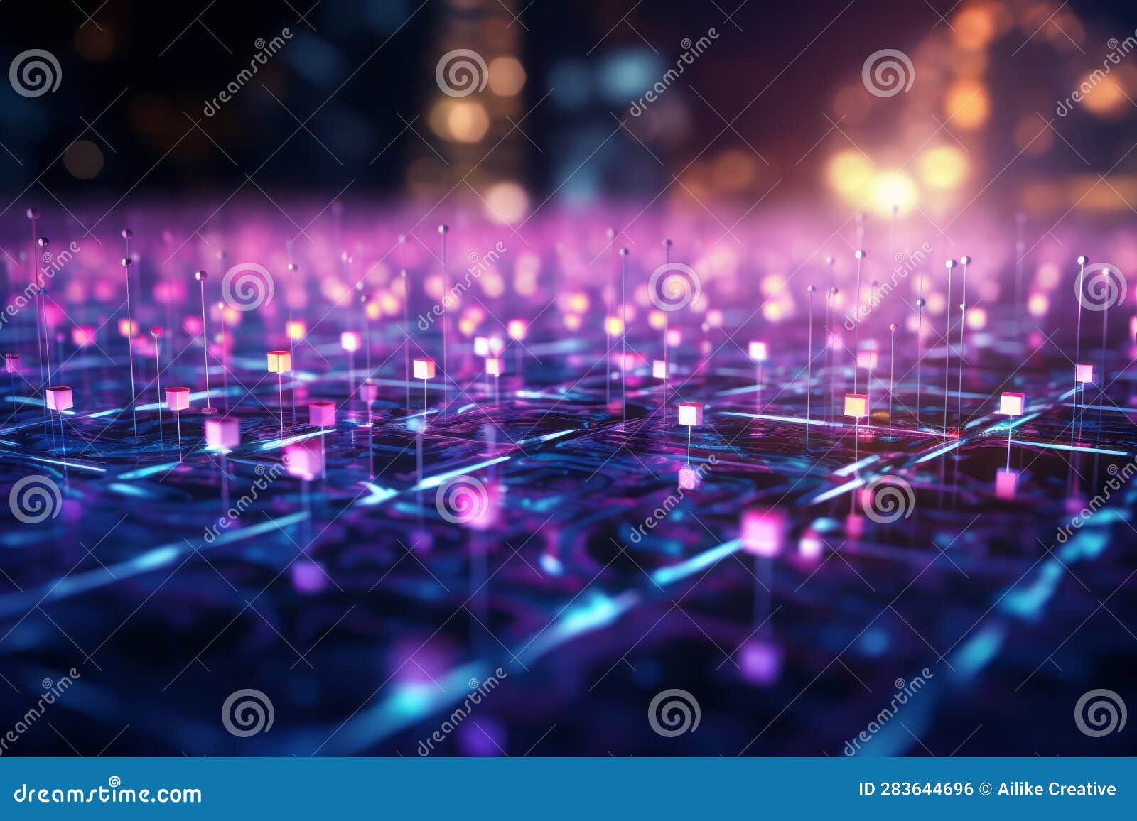 Circuit Board with Glowing Particles. Technology Background Stock ...