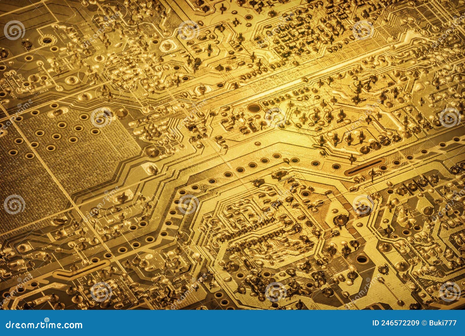 Circuit Board Detail Monochrome Gold Colored Semi Abstract Vignette ...