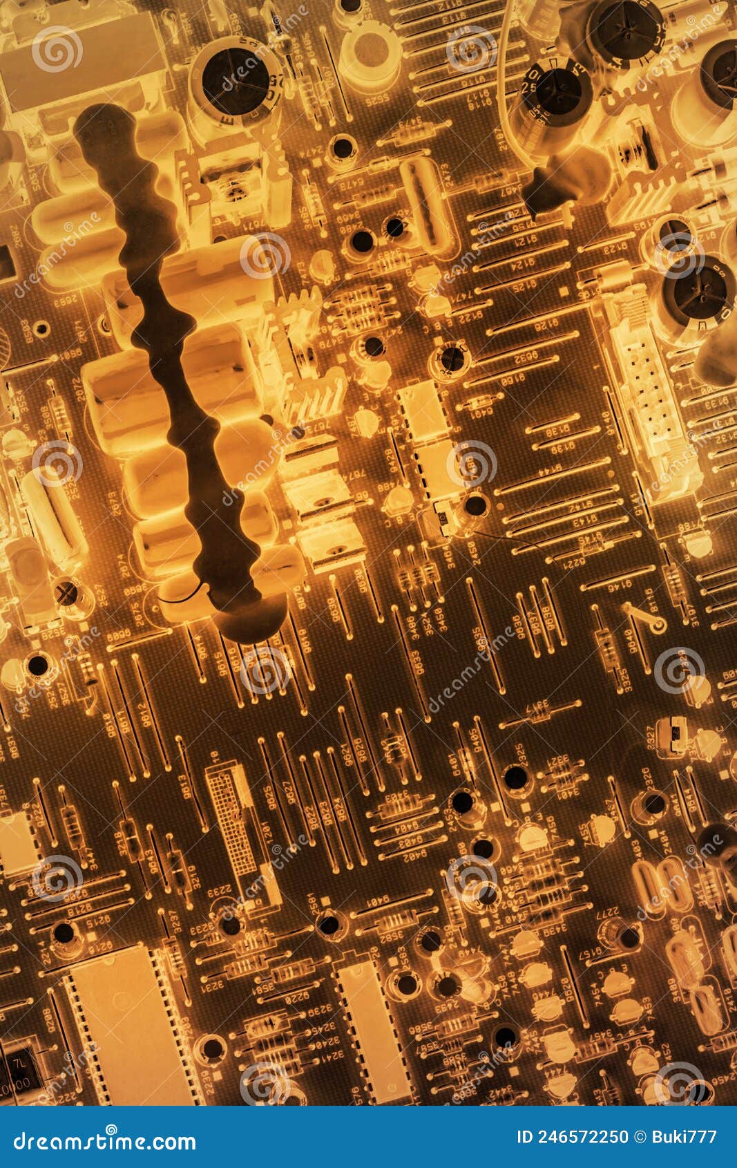 Circuit Board Detail Monochrome Gold Colored Semi Abstract Vignette ...