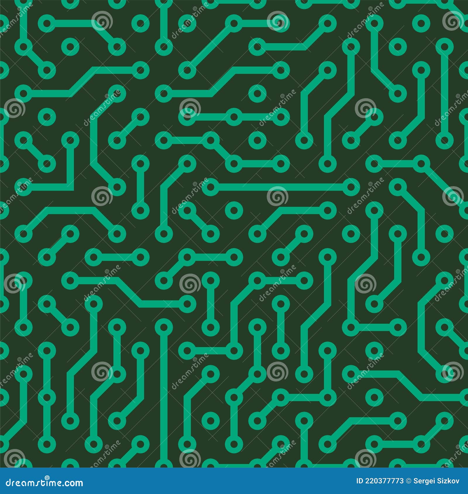 Circuit Board Green Seamless Pattern Background. Vector Stock Vector ...