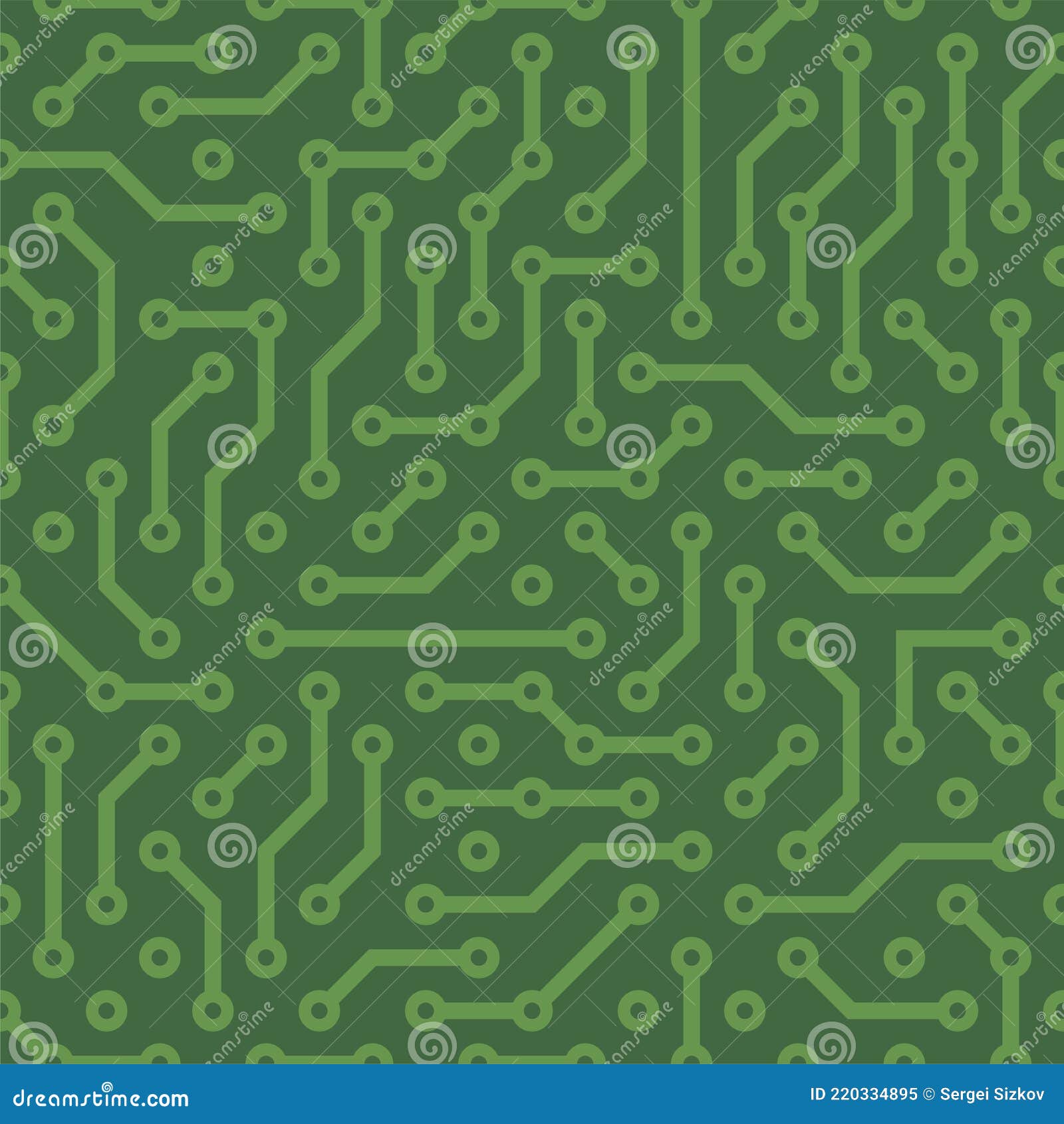 Circuit Board Green Seamless Pattern Background. Vector Stock Vector ...