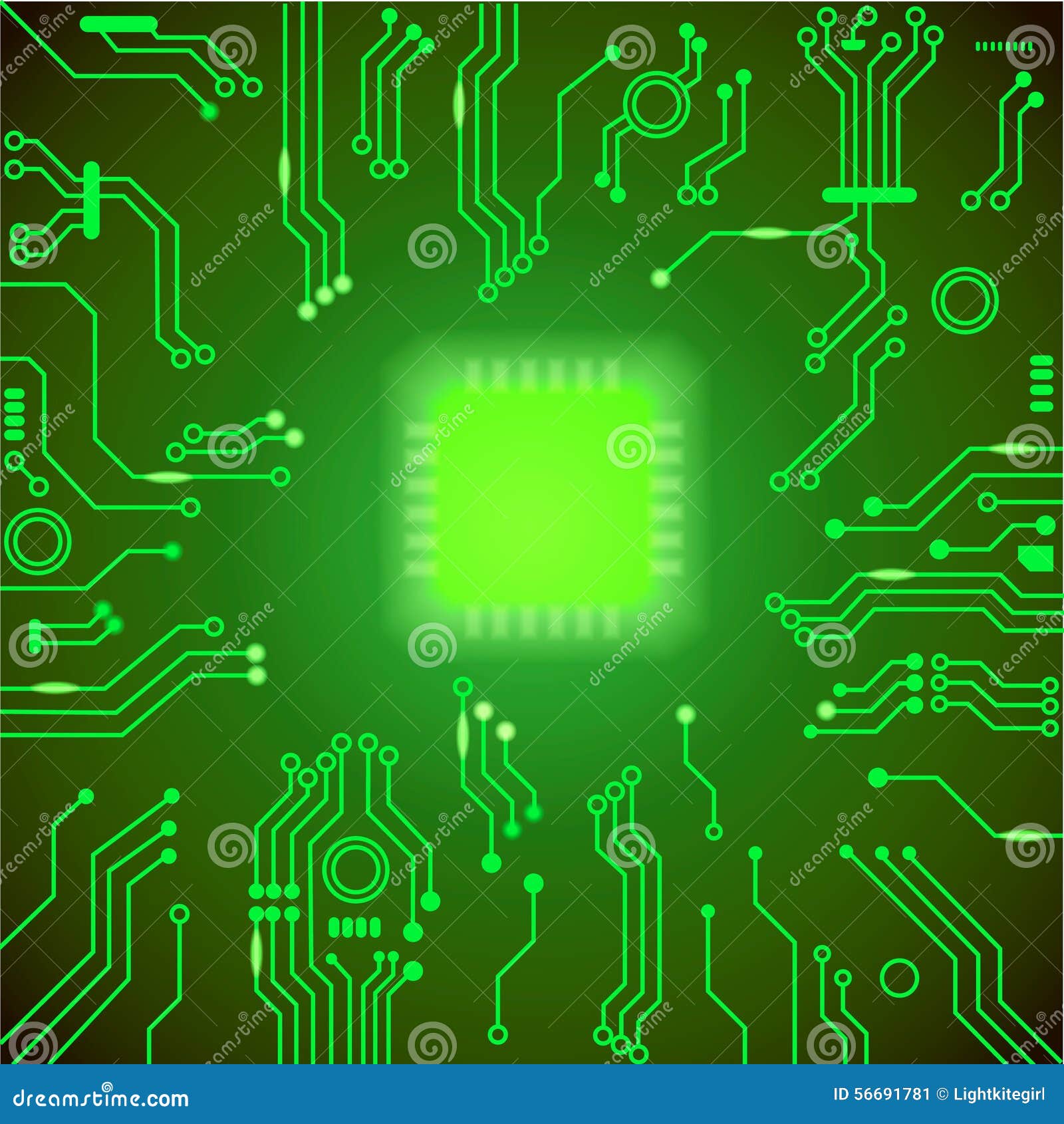 Circuit Board Green Vector Background Stock Vector - Illustration of ...