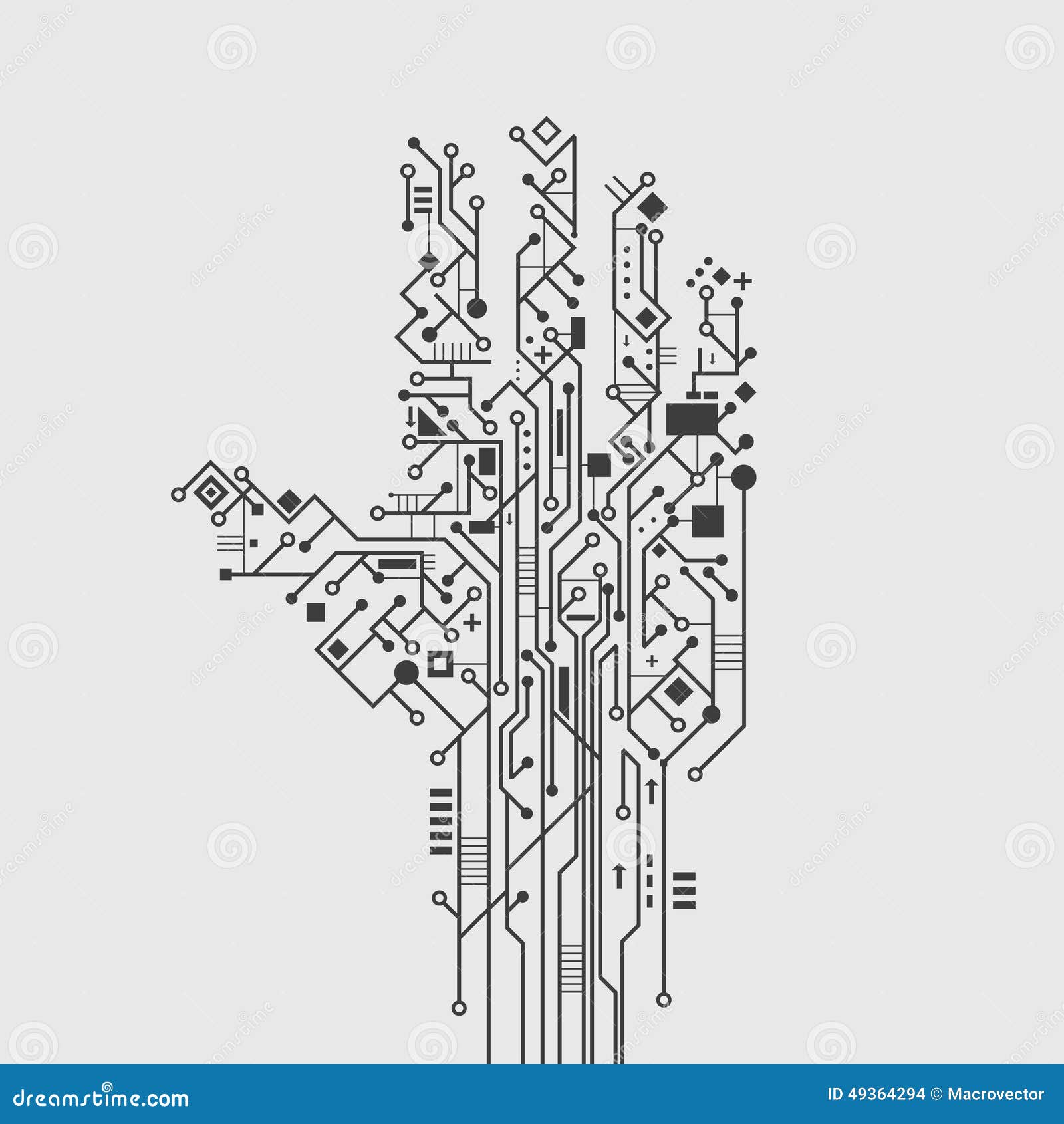 Circuit Board Hand stock vector. Illustration of design - 49364294