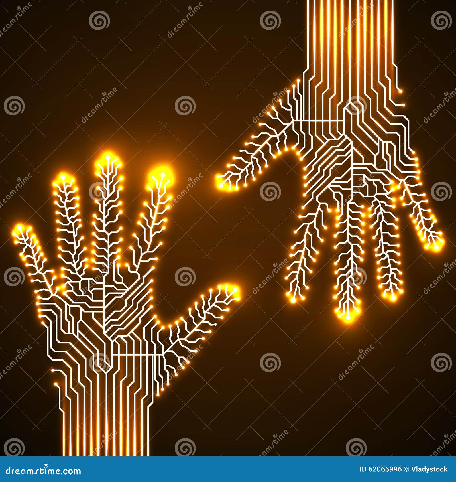 Circuit board hands stock vector. Illustration of cybernetics - 62066996