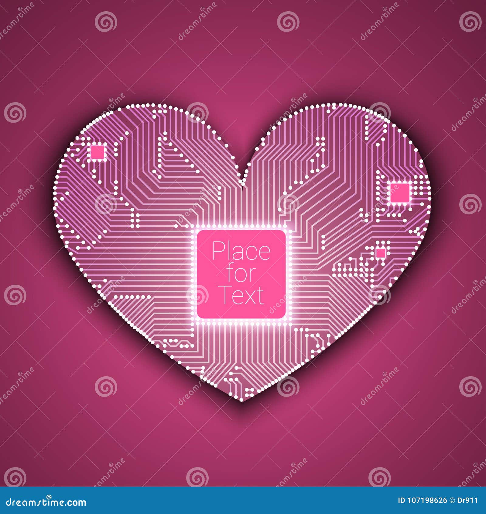Circuit Board Heart with Processor Inside Stock Vector - Illustration ...