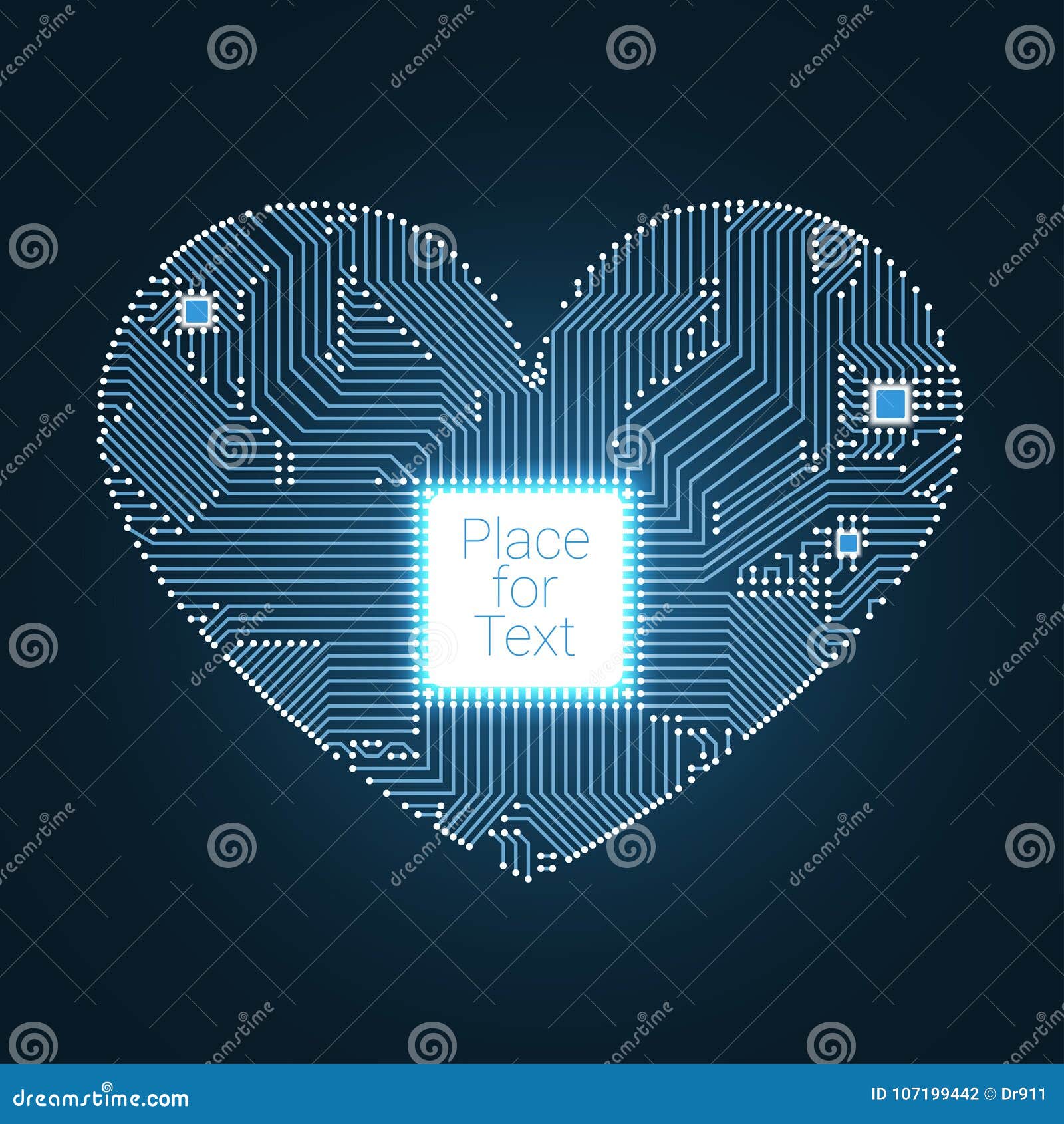 Circuit Board Heart with Processor Inside Stock Vector - Illustration ...