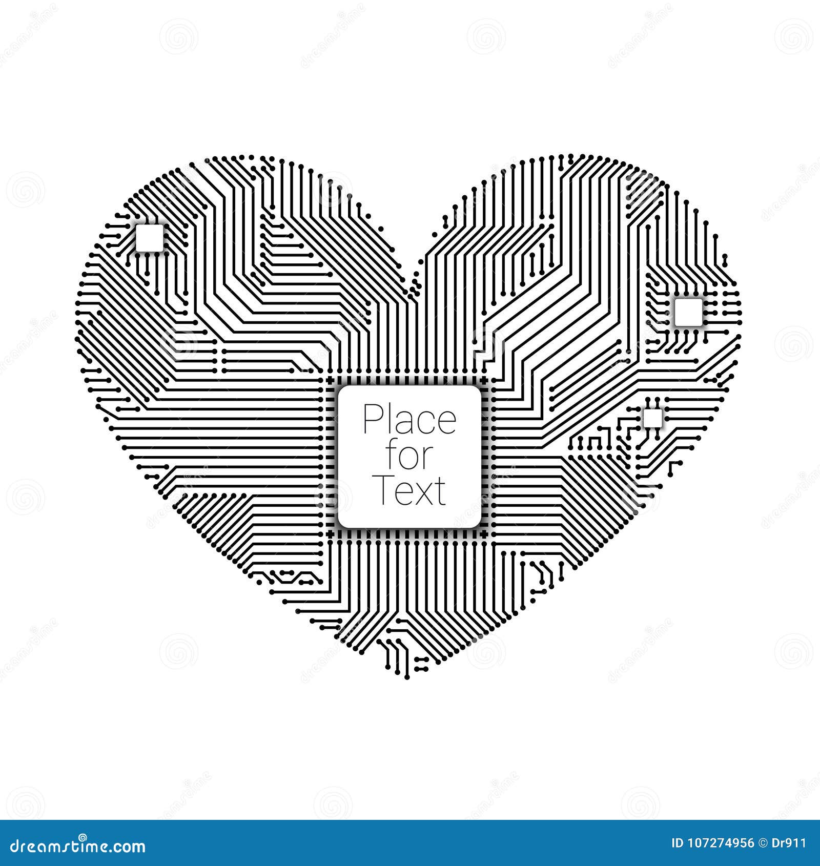 Circuit Board Heart with Processor Inside Stock Vector - Illustration ...