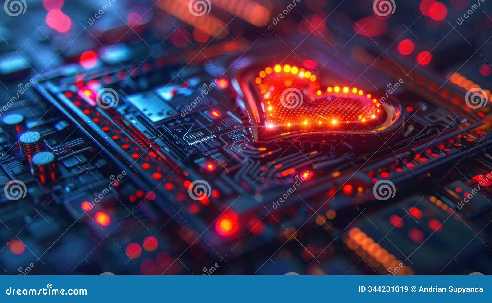 Circuit Board Heart, Technology and Love Stock Illustration ...