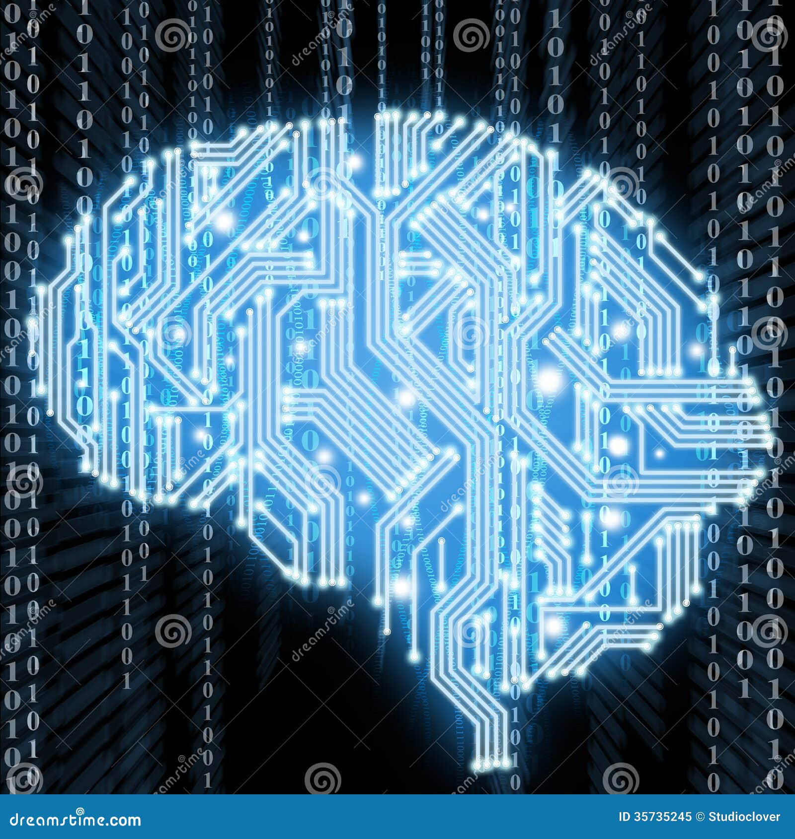 Circuit Board in Human Brain Form. Technological Illustration. Stock ...