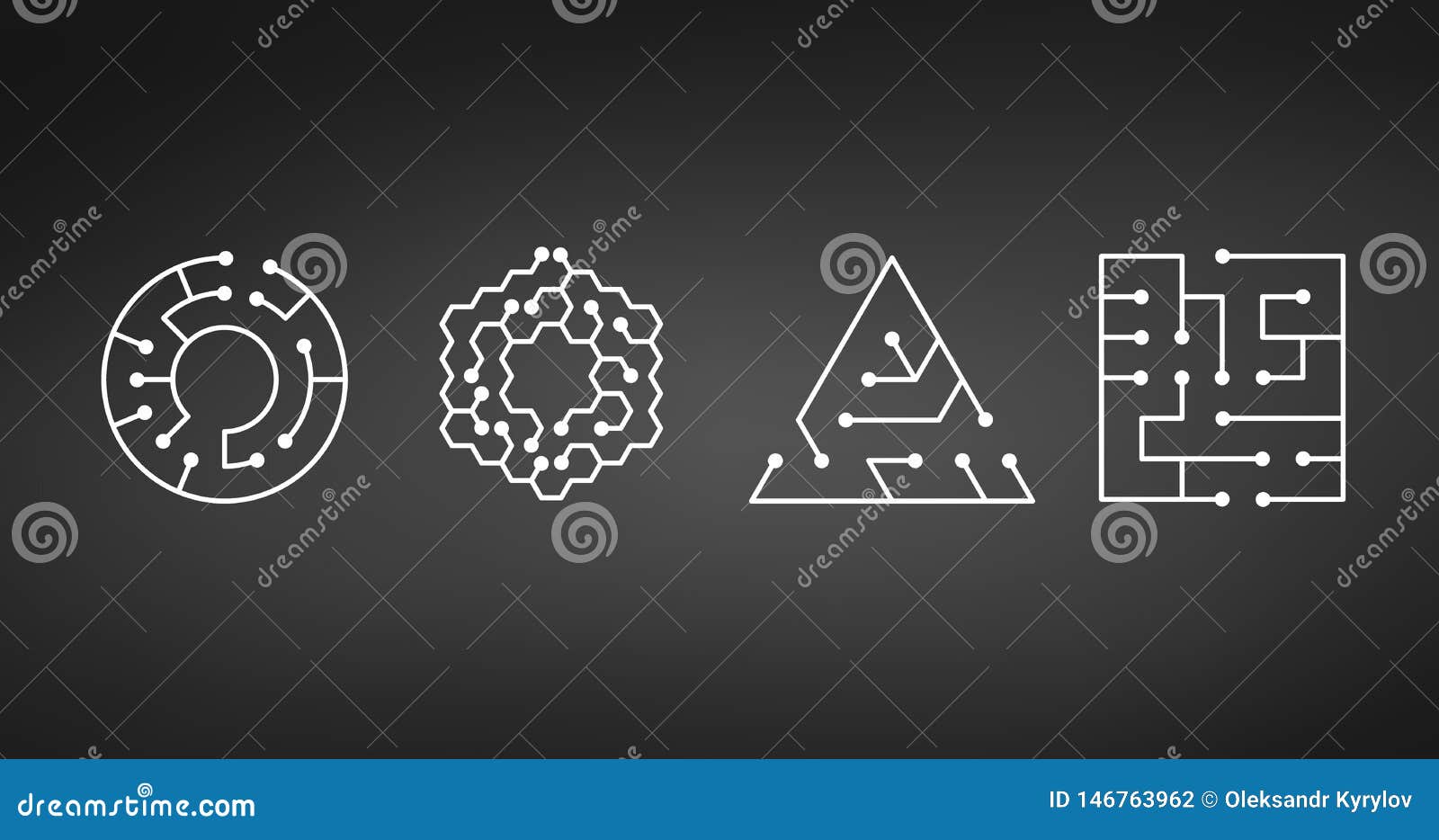 Circuit Board Icon. Abstract Shapes of Square, Circle, Triangle ...