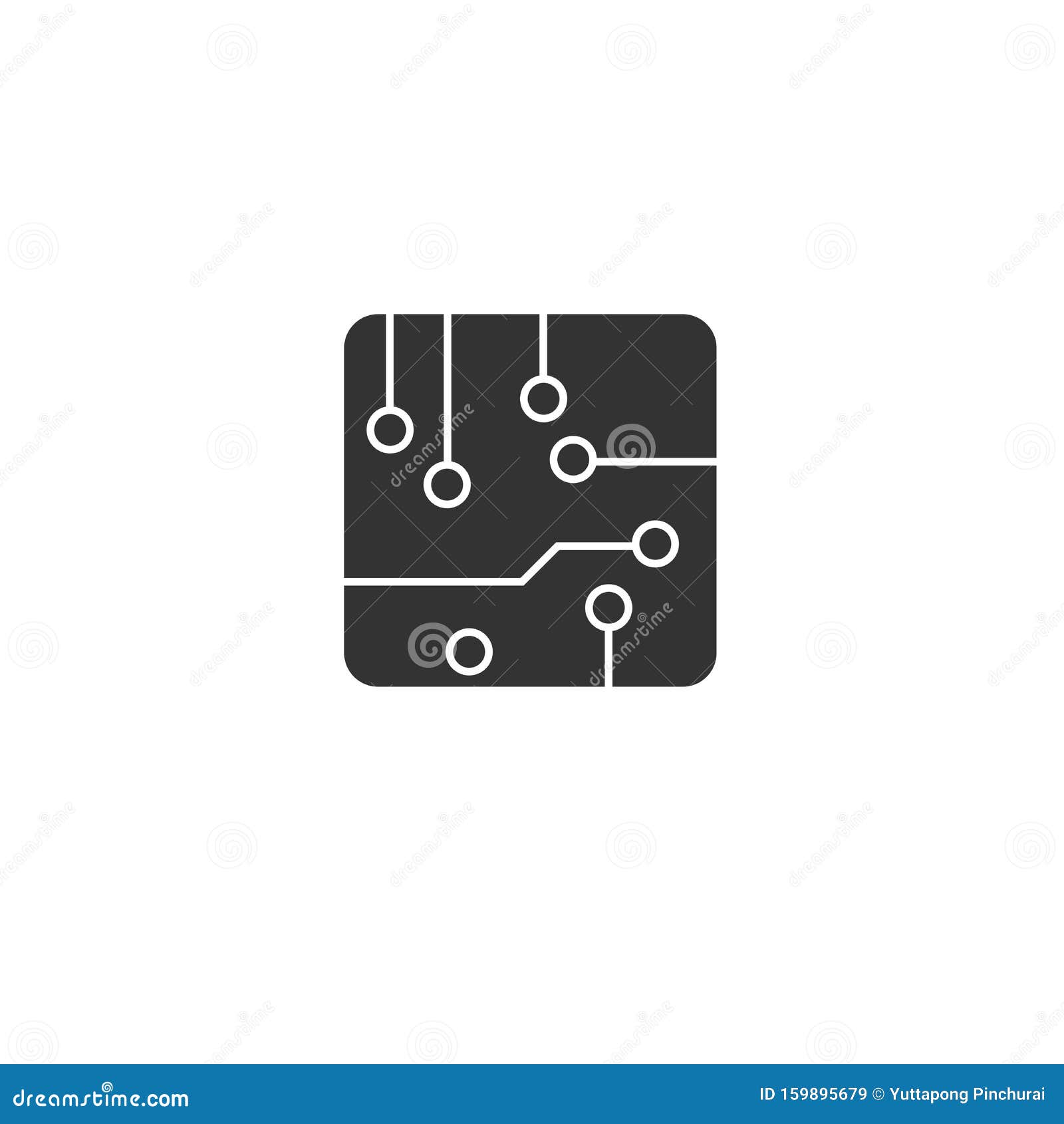 Circuit Board Icon Black In Flat Style Vector Illustration On White ...