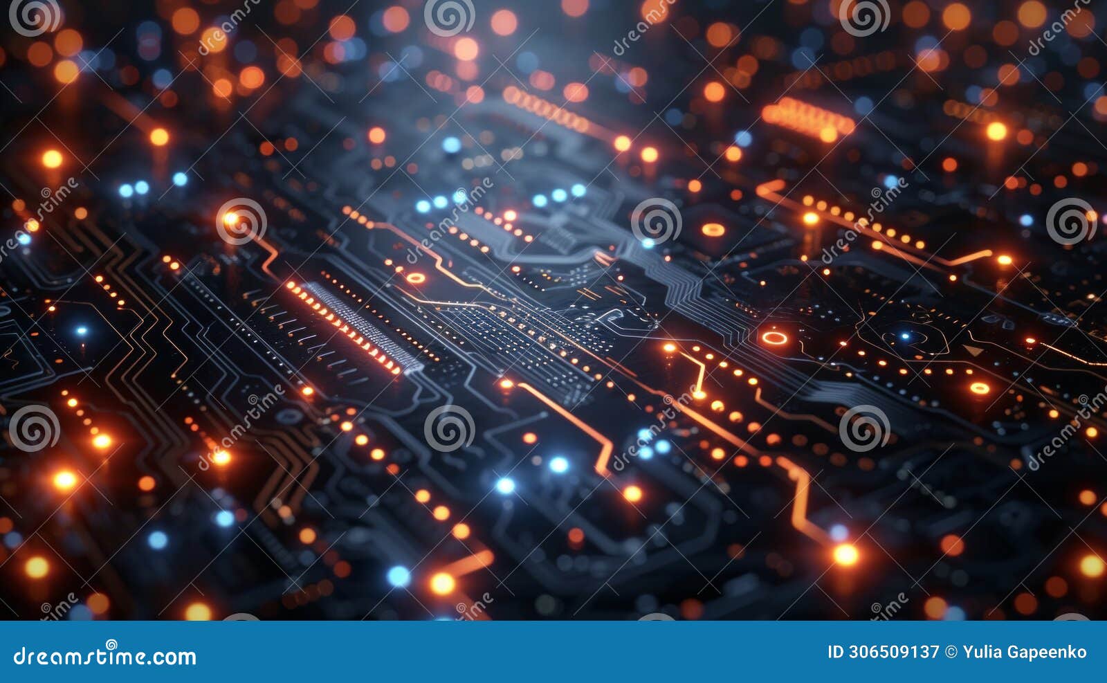 Circuit Board-inspired Patterns with Glowing Circuits and Digital ...