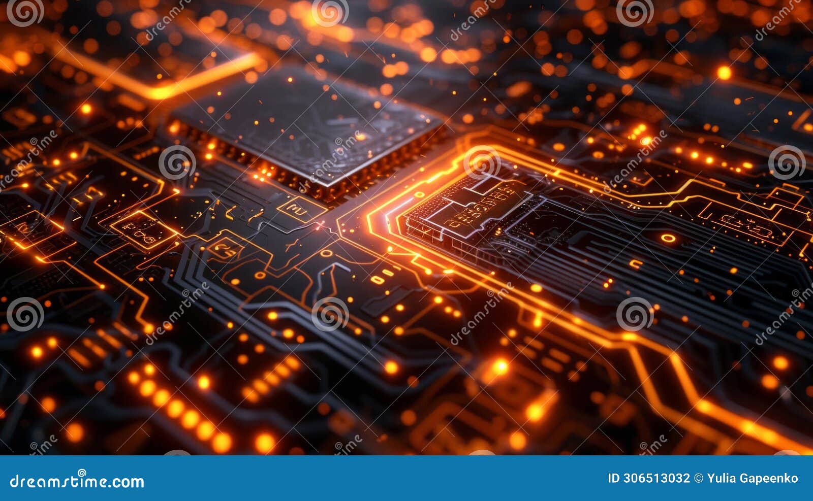 Circuit Board-inspired Patterns with Glowing Circuits and Digital ...