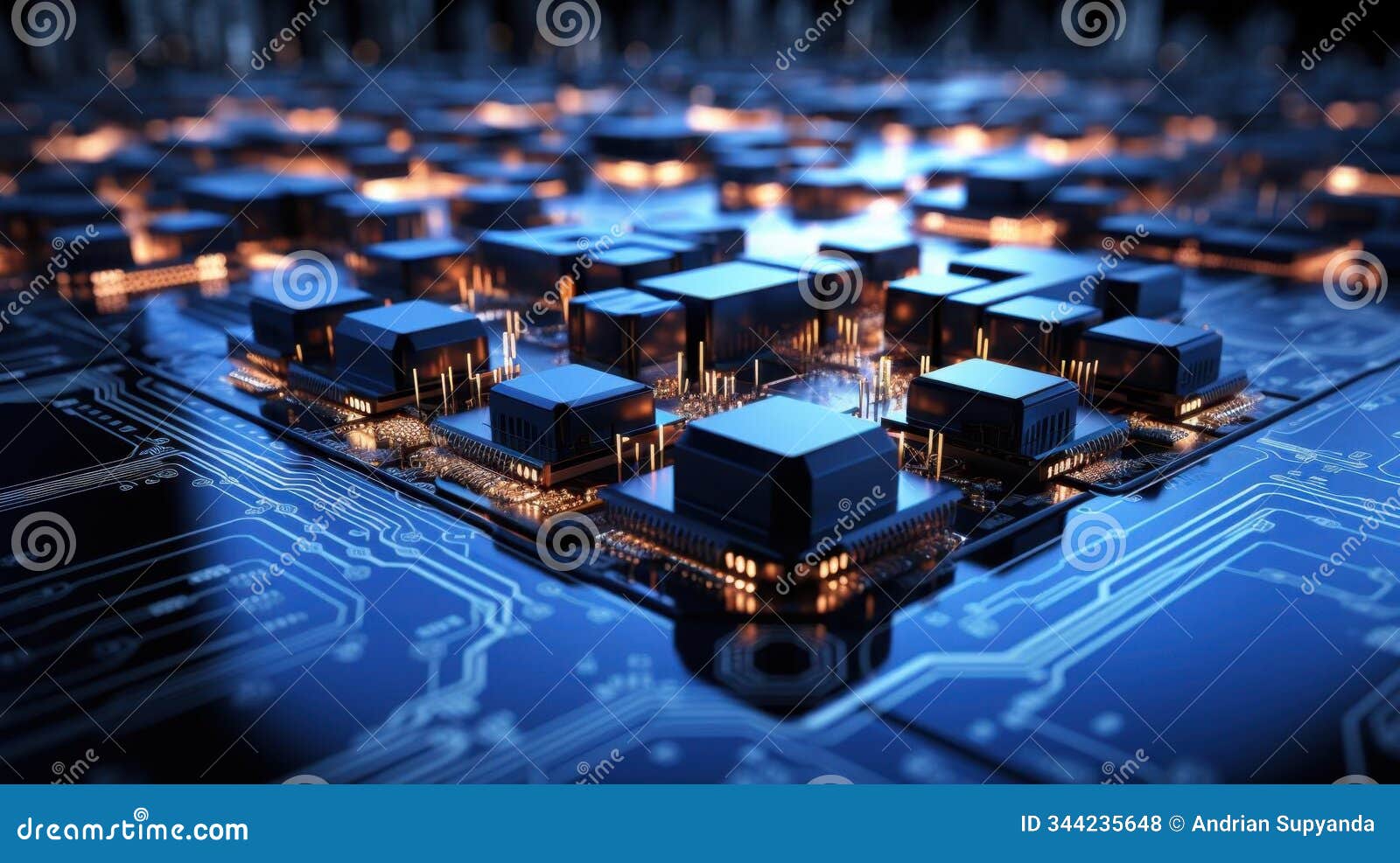 Circuit Board with Integrated Components Stock Illustration ...