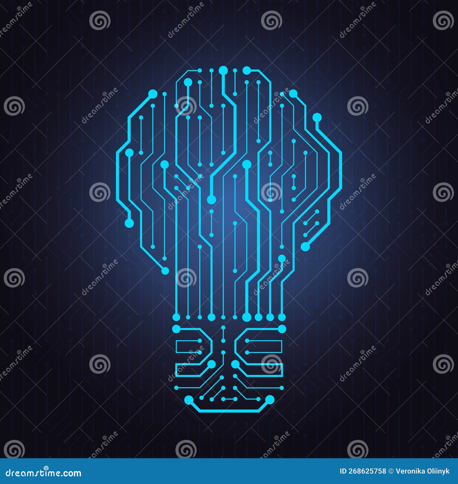Circuit Board Light Bulb. Tech Idea, Digital Artificial Intelligence ...
