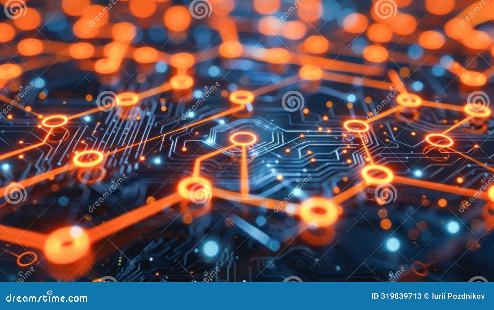 The Circuit Board Lights Up, Filled with Components, Displaying ...