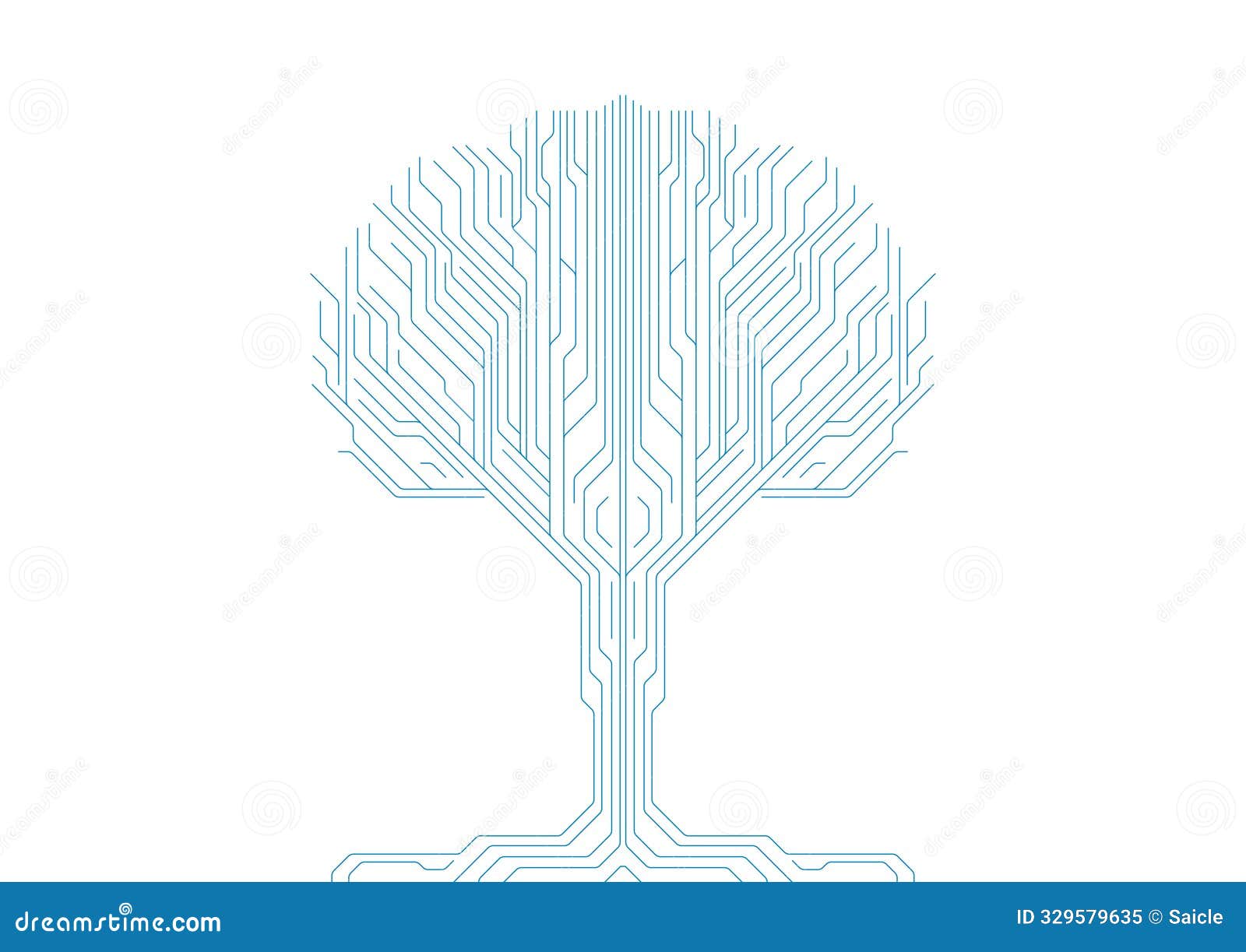 Circuit Board Lines Pattern in the Shape of the Tree Abstract Minimal ...