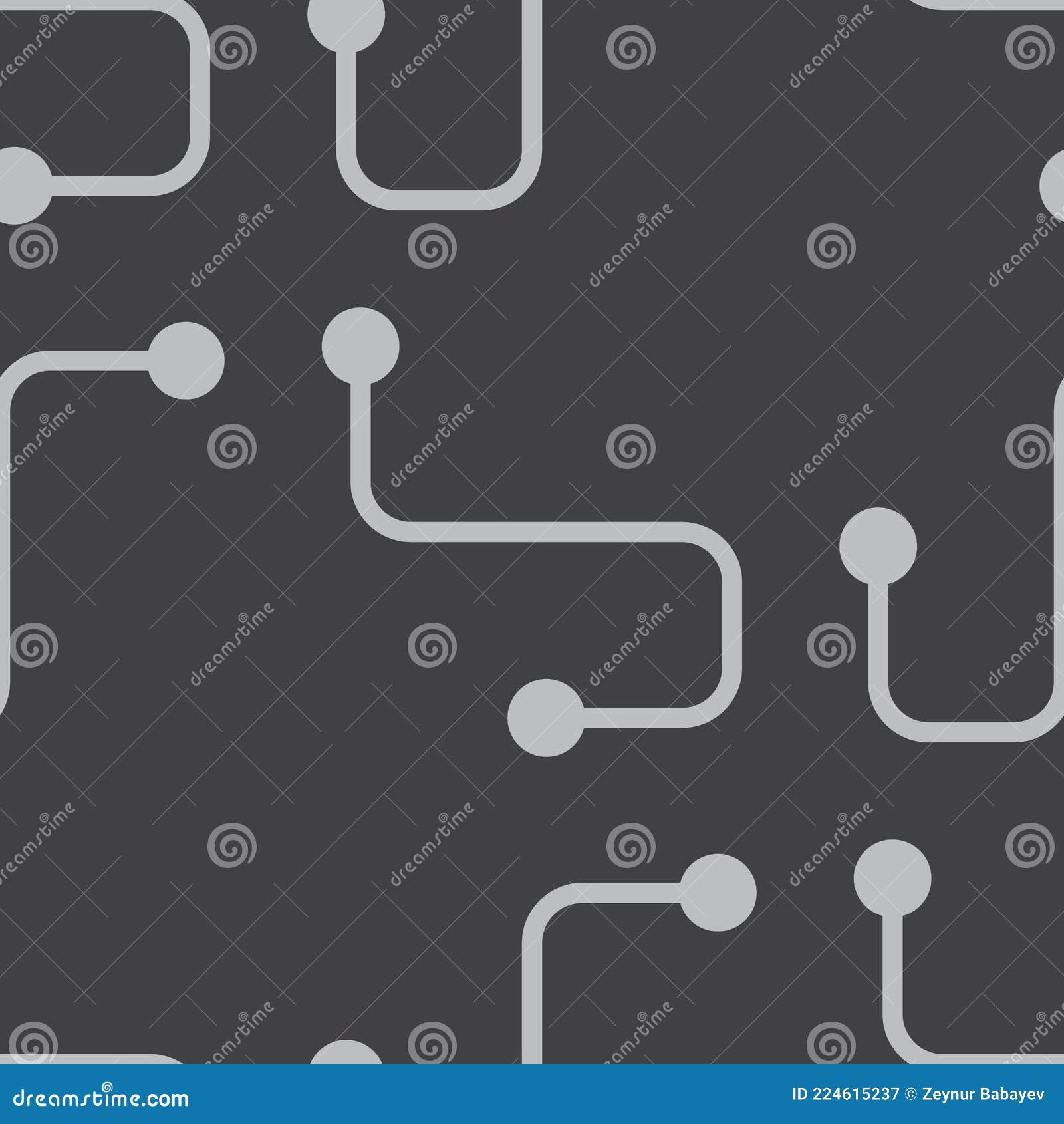 Circuit Board Lines Seamless Pattern with Connectors. Solid and Flat ...