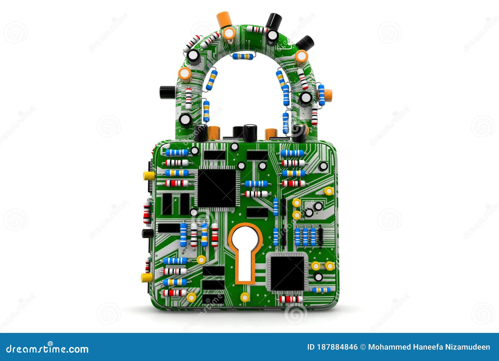 Circuit board in lock stock illustration. Illustration of concept ...