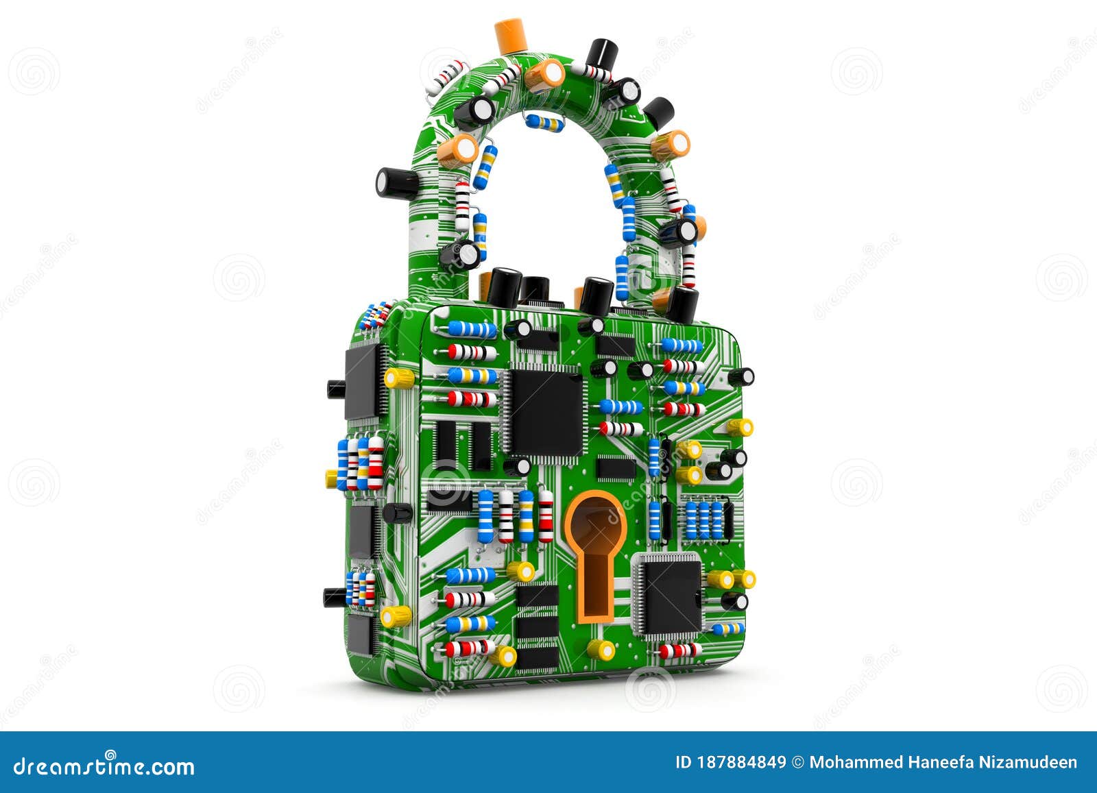 Circuit board in lock stock illustration. Illustration of access ...