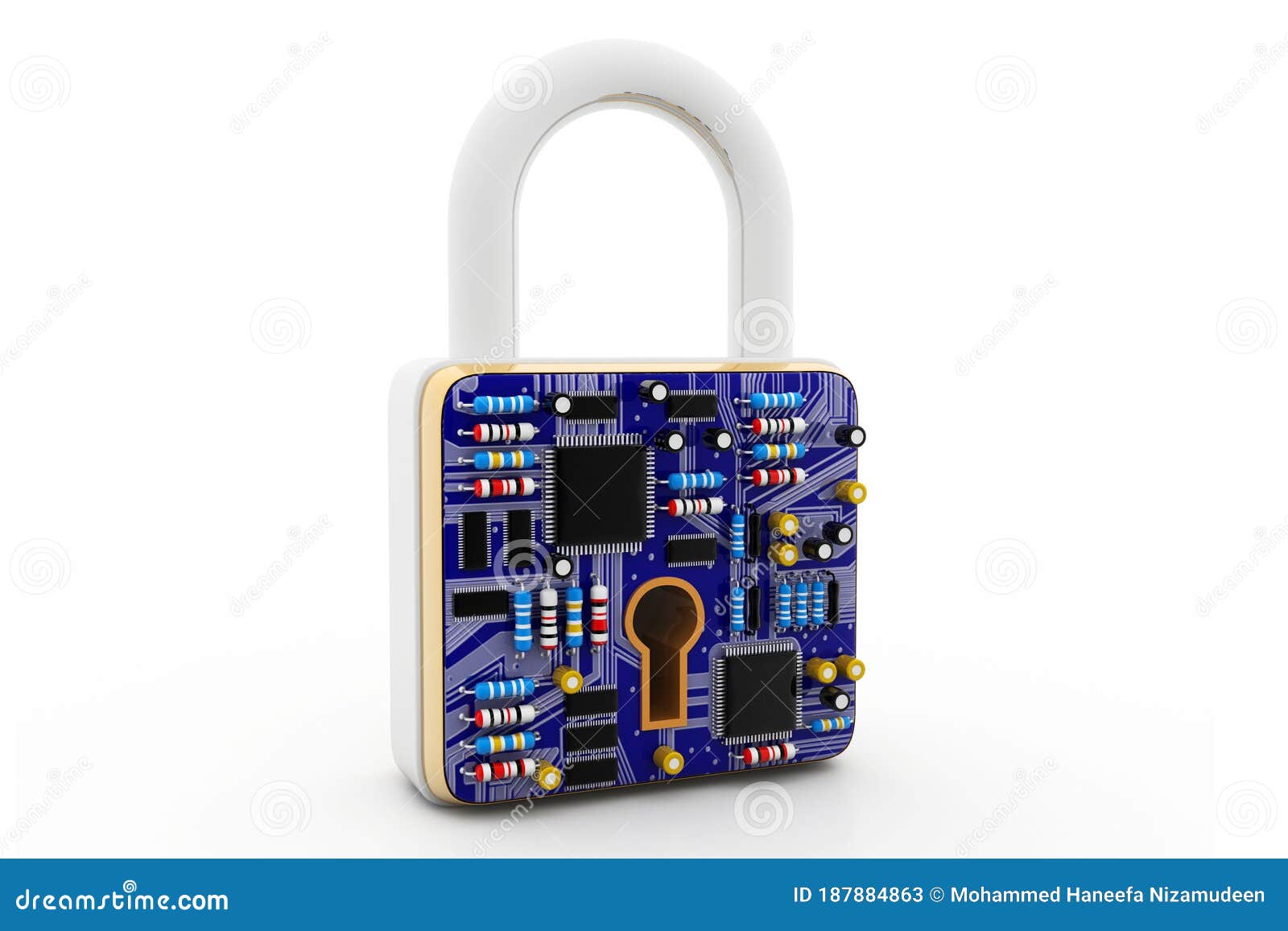 Circuit board in lock stock illustration. Illustration of digital ...