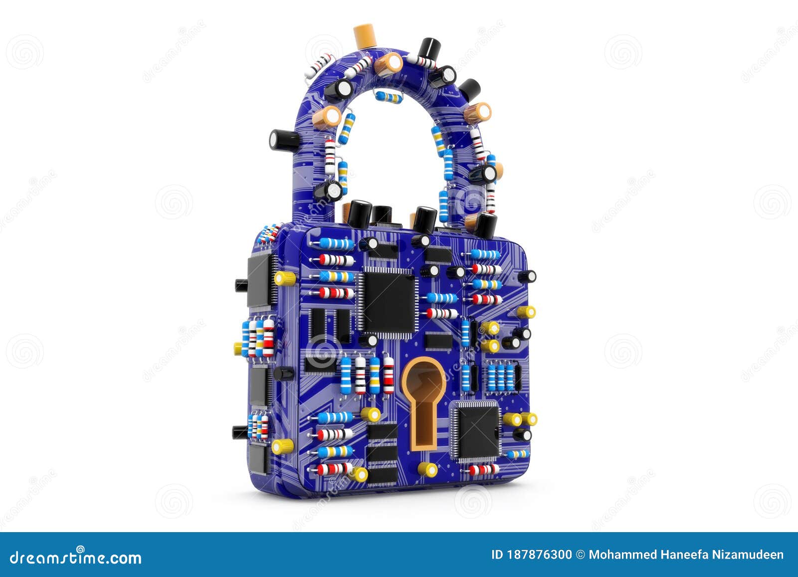 Circuit board in lock stock illustration. Illustration of hardware ...
