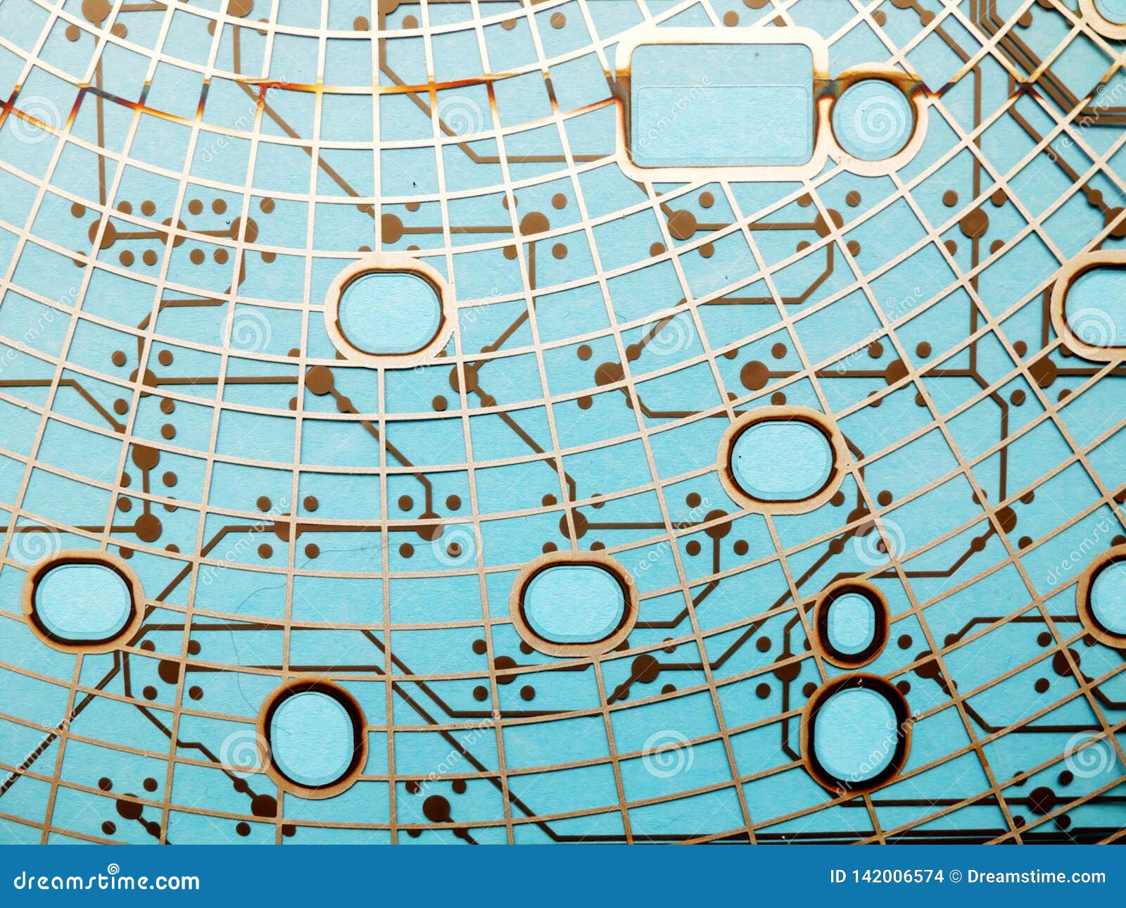 Circuit Board Made of Plastic with Circuit Traces on Blue Background ...